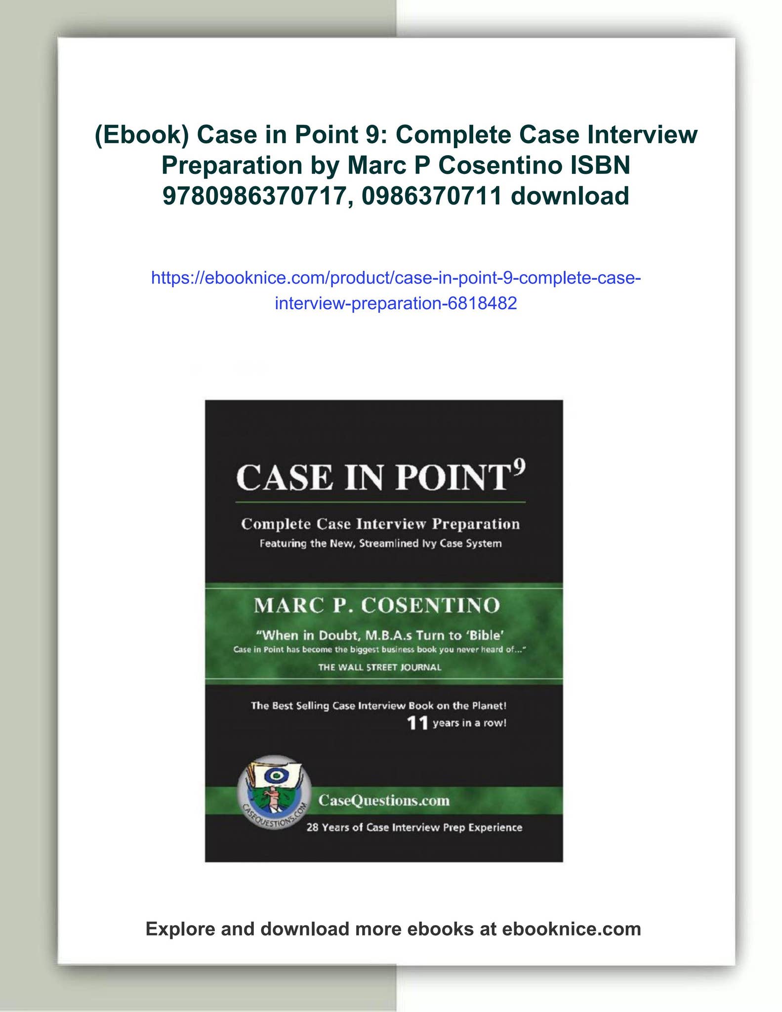 (ebook) case in point 9: complete case interview preparation by marc p ...