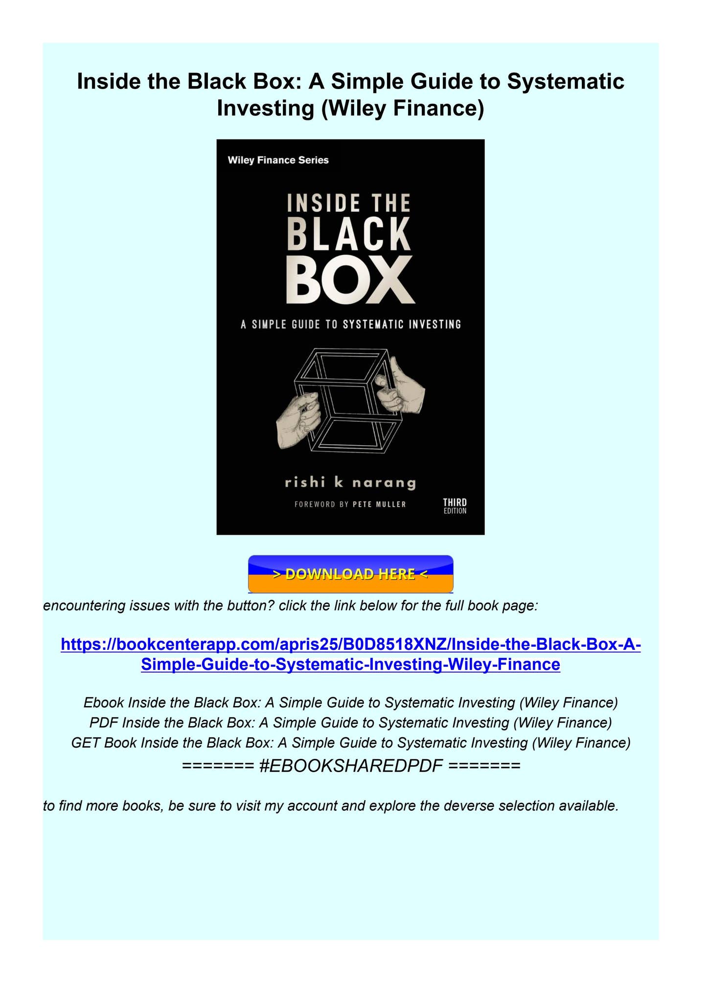 [PDF] Inside the Black Box: A Simple Guide to Systematic Investing (Wi ...