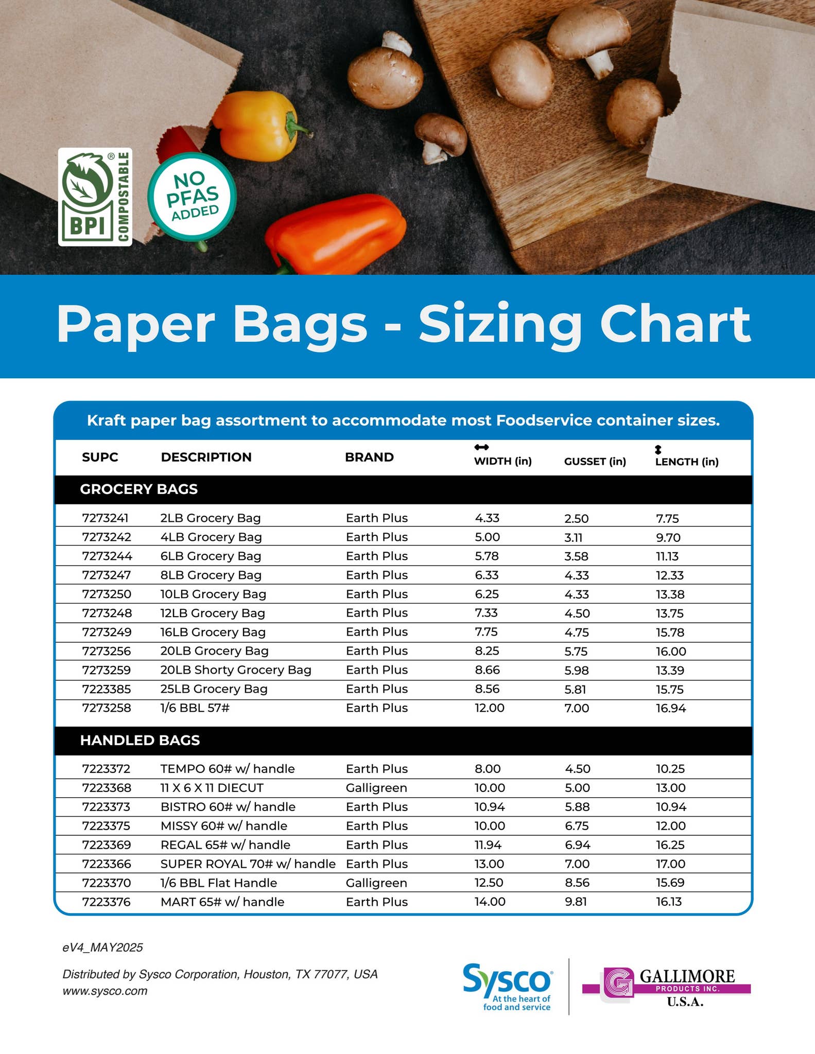 Sysco USA - Paper Bags Sizing Chart by Gallimore Products Inc. - Issuu