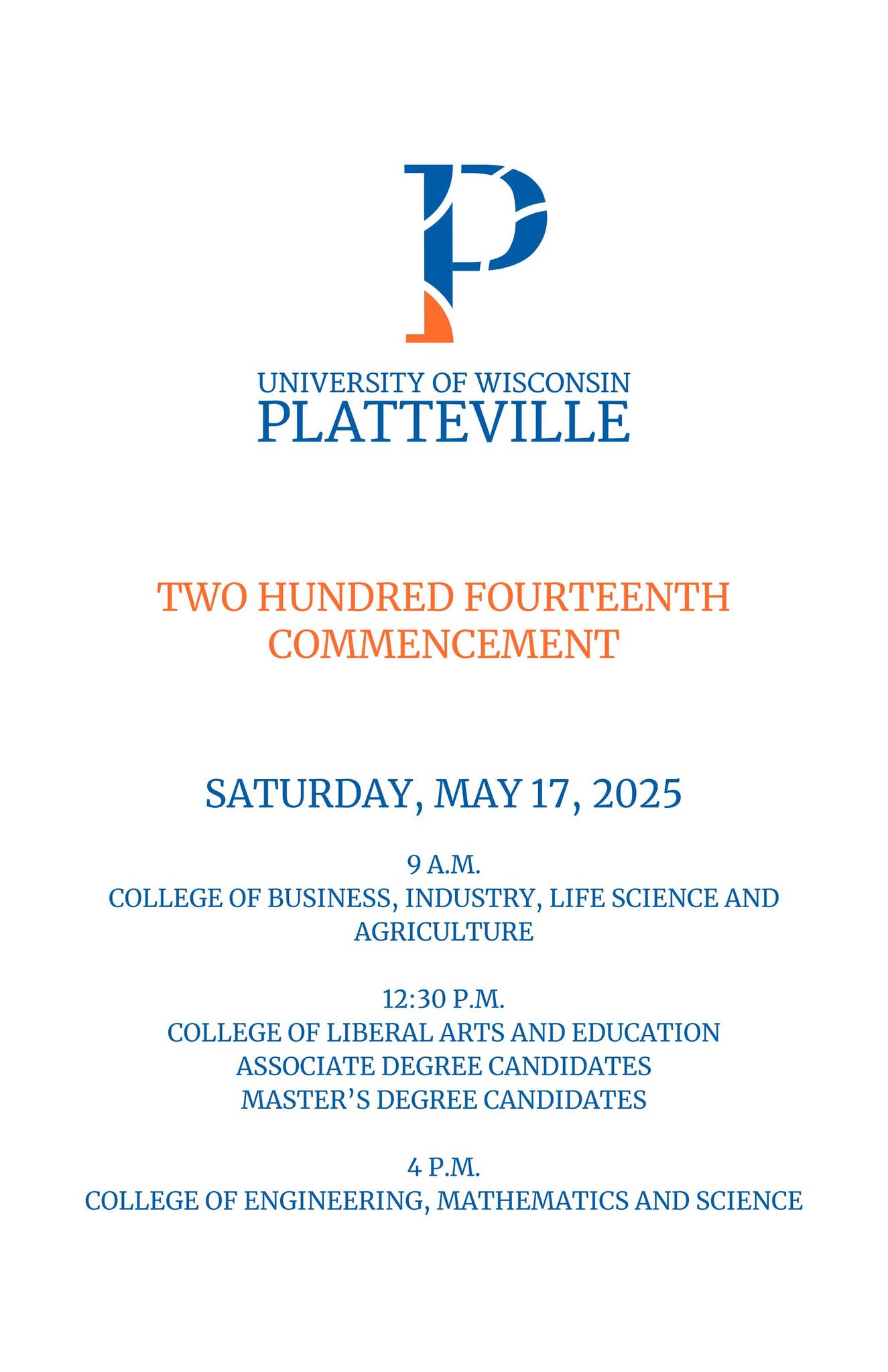 UW-Platteville Commencement Program, Spring 2025 by University of ...