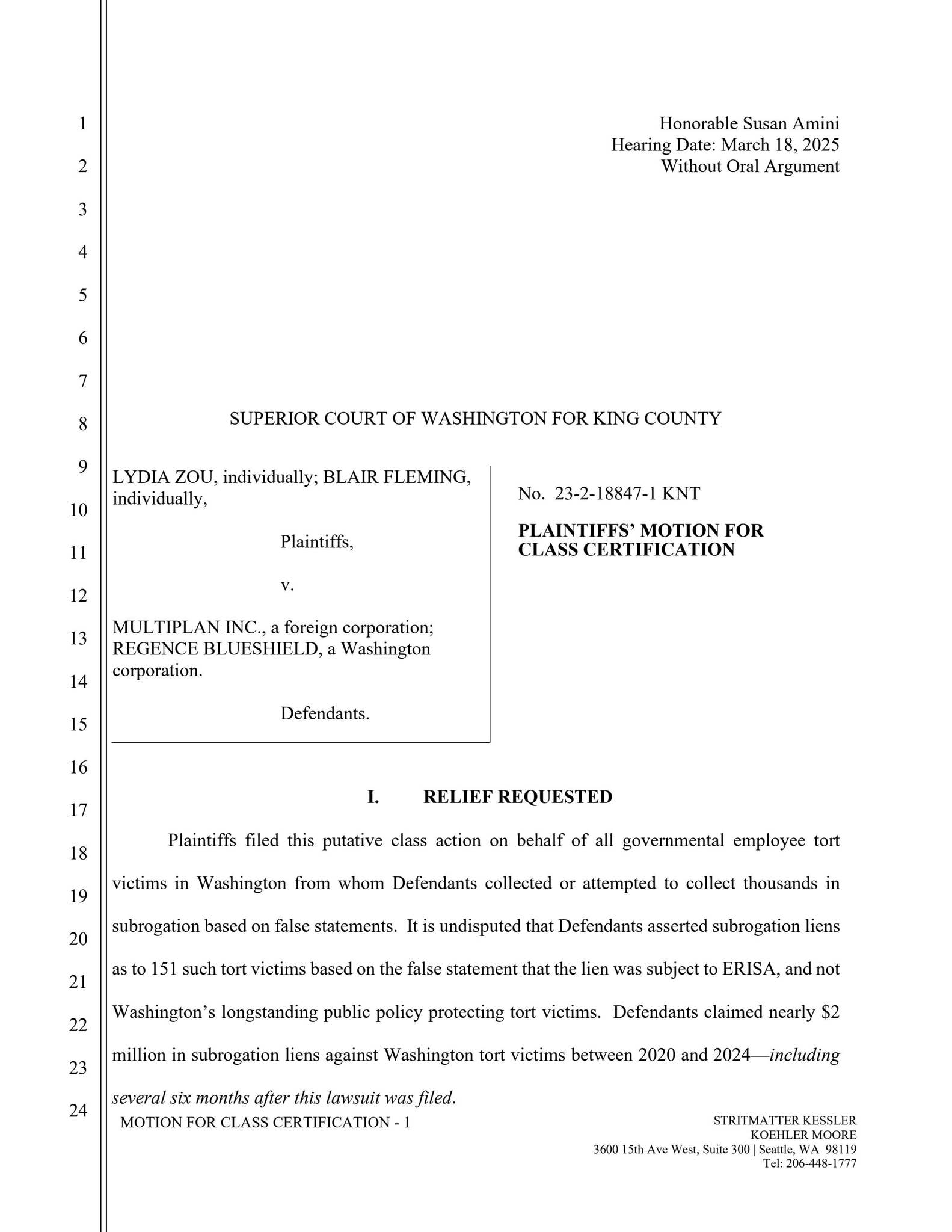 Plaintiffs’ Motion for Class Certification by The Stritmatter Firm - Issuu