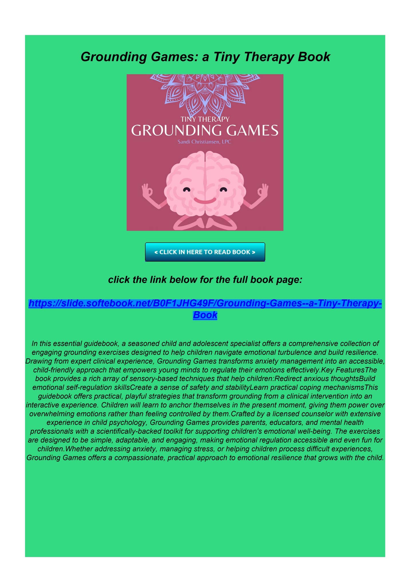 Get PDF Grounding Games: a Tiny Therapy Book by rivkaridepark - Issuu
