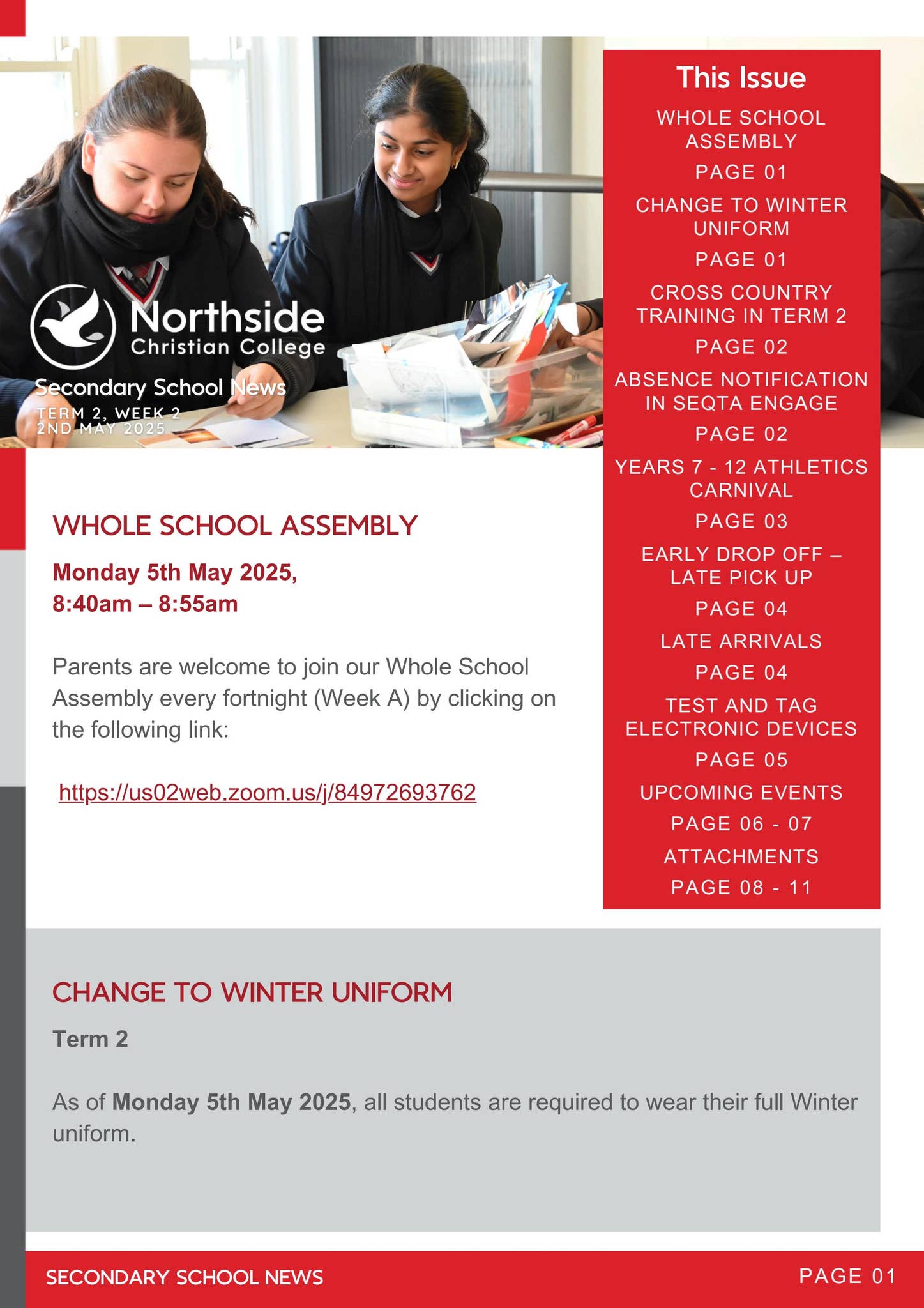 2025 Secondary News, Term 2, Week 2 by Northside Christian College - Issuu