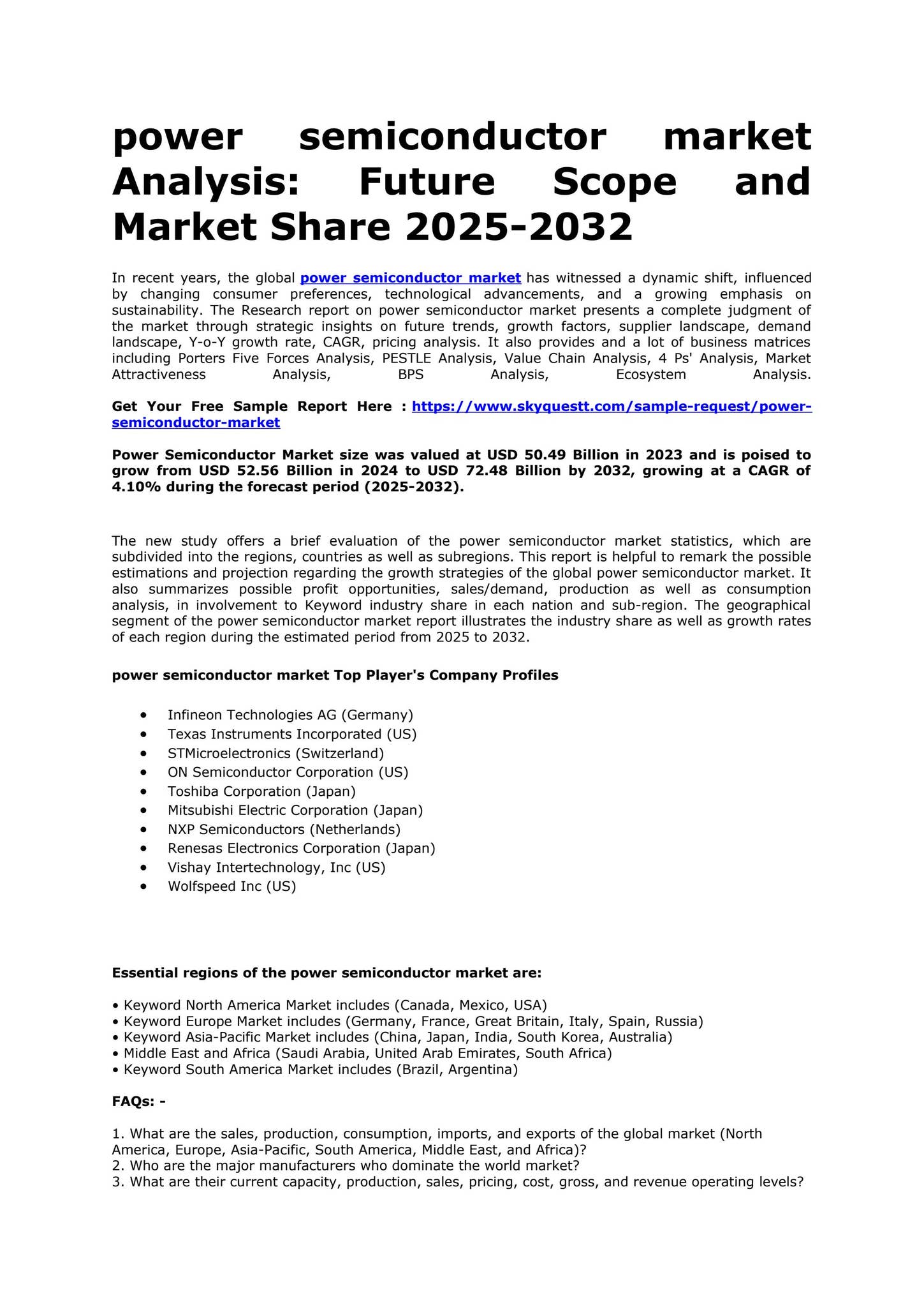 power semiconductor market Analysis: Future Scope and Market Share 2025 ...