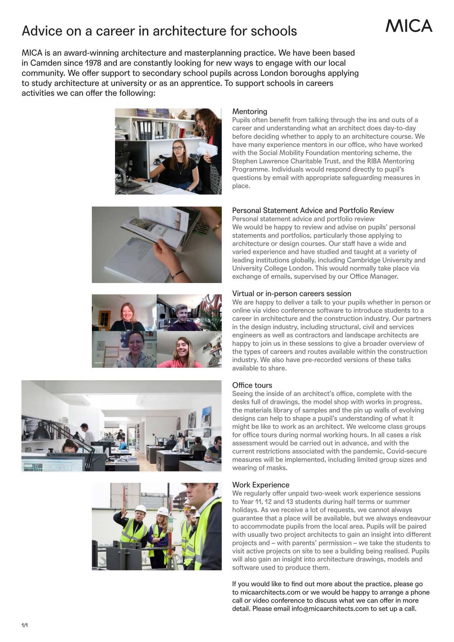 MICA Outreach Schools Leaflet by MICA - Issuu