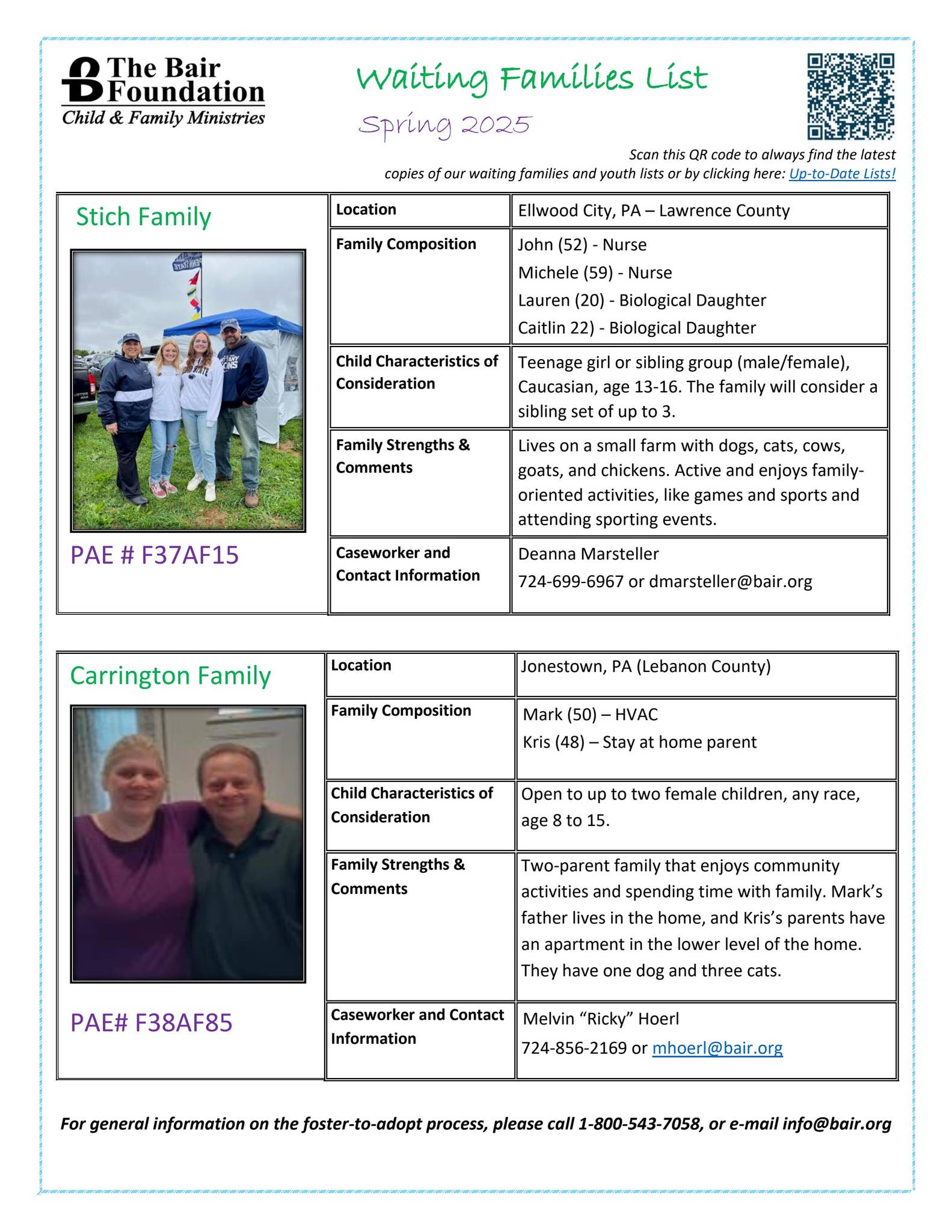 Bair Foundation Waiting Families List Spring 2025 by The Bair ...