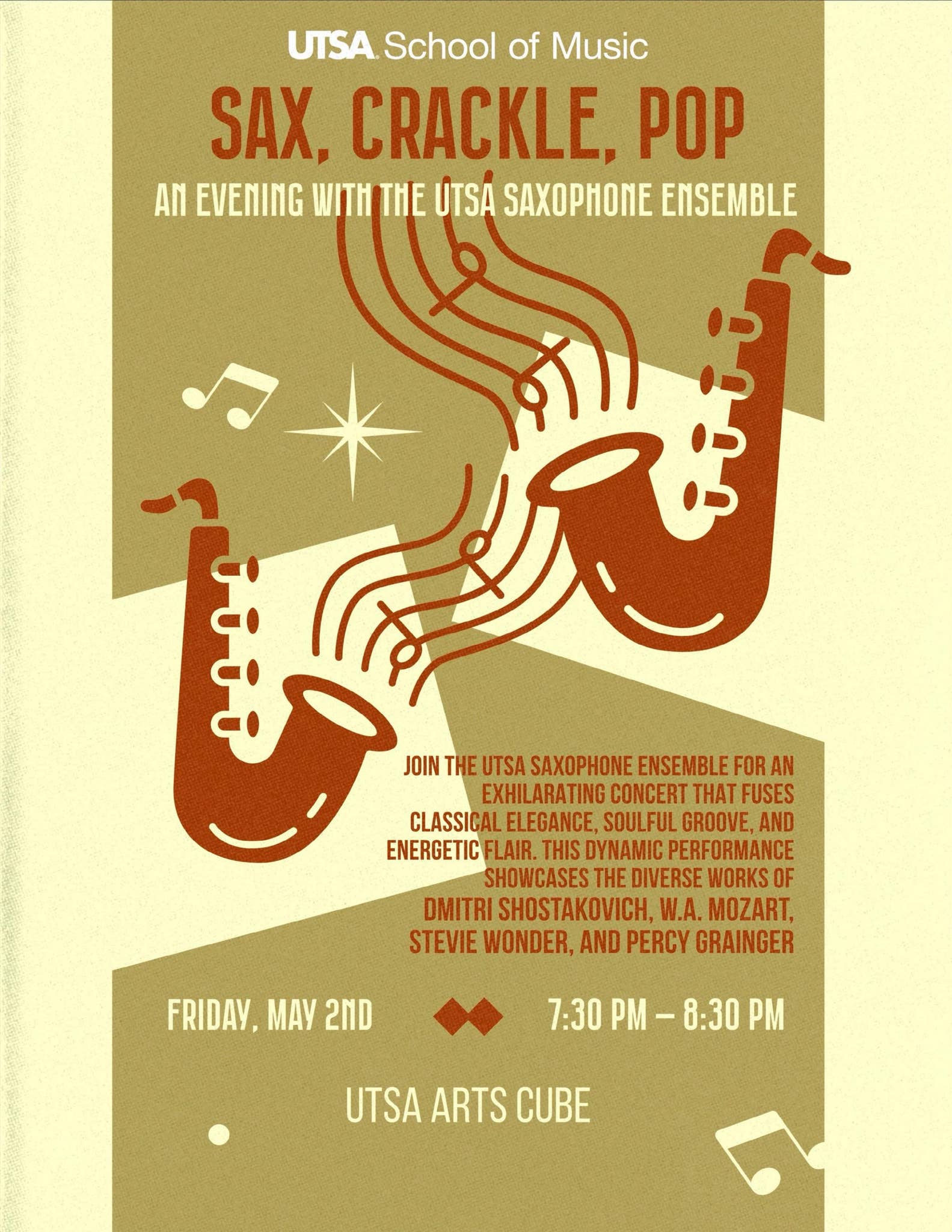 UTSA Sax Ensemble: Sax Crackle Pop 2 May 25 by UTSA School of Music - Issuu