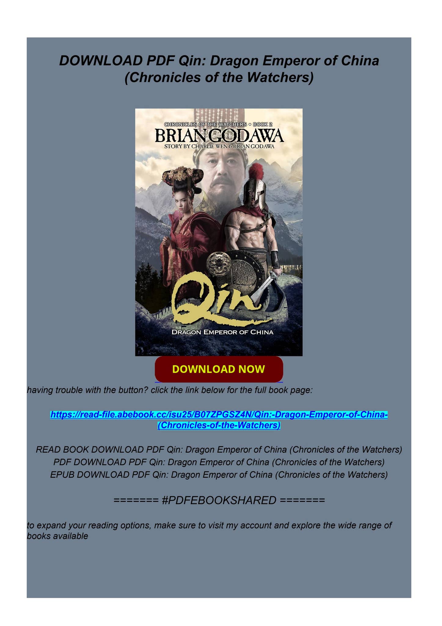 DOWNLOAD PDF Qin: Dragon Emperor of China (Chronicles of the Watchers ...