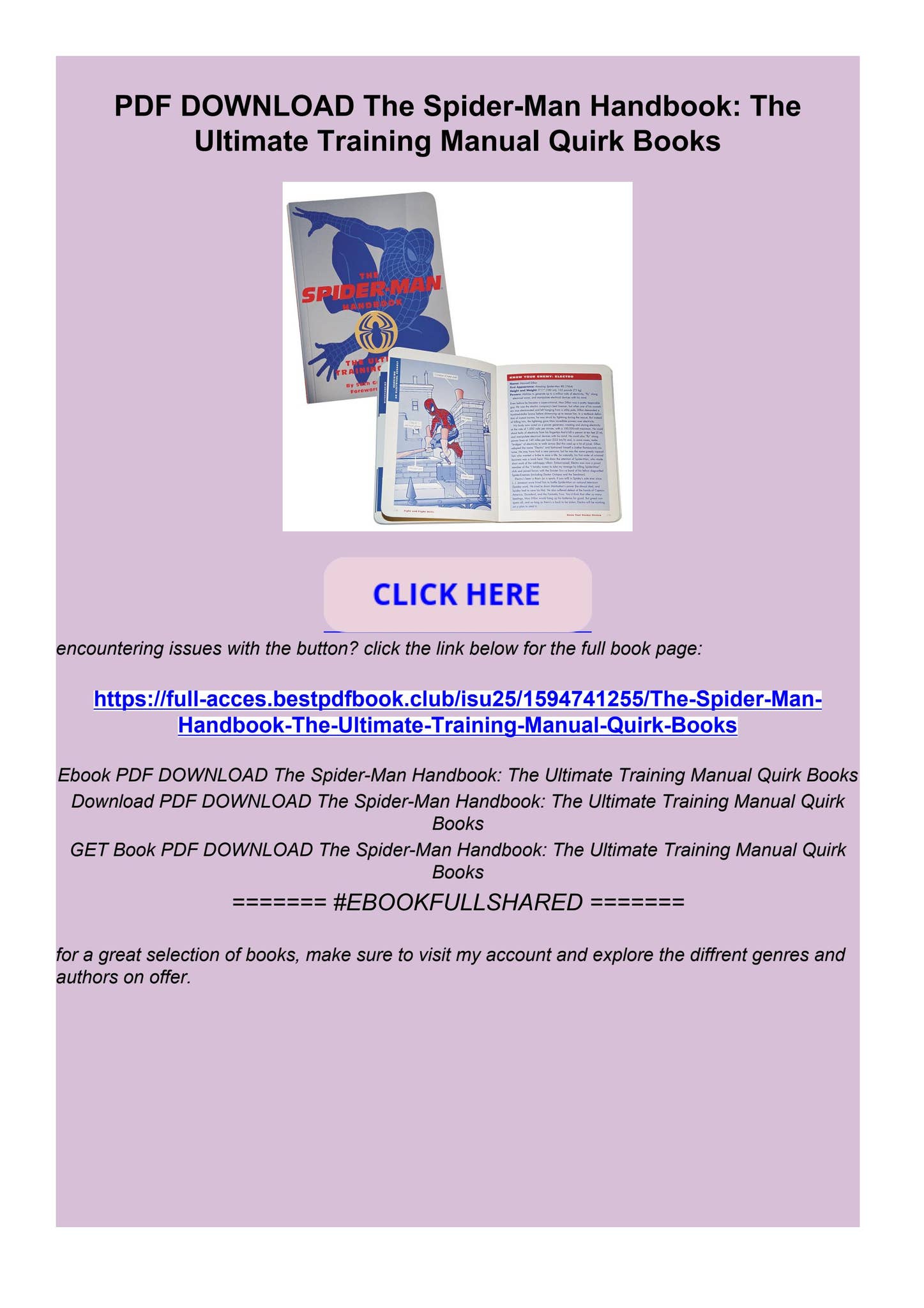 PDF DOWNLOAD The Spider-Man Handbook: The Ultimate Training Manual ...