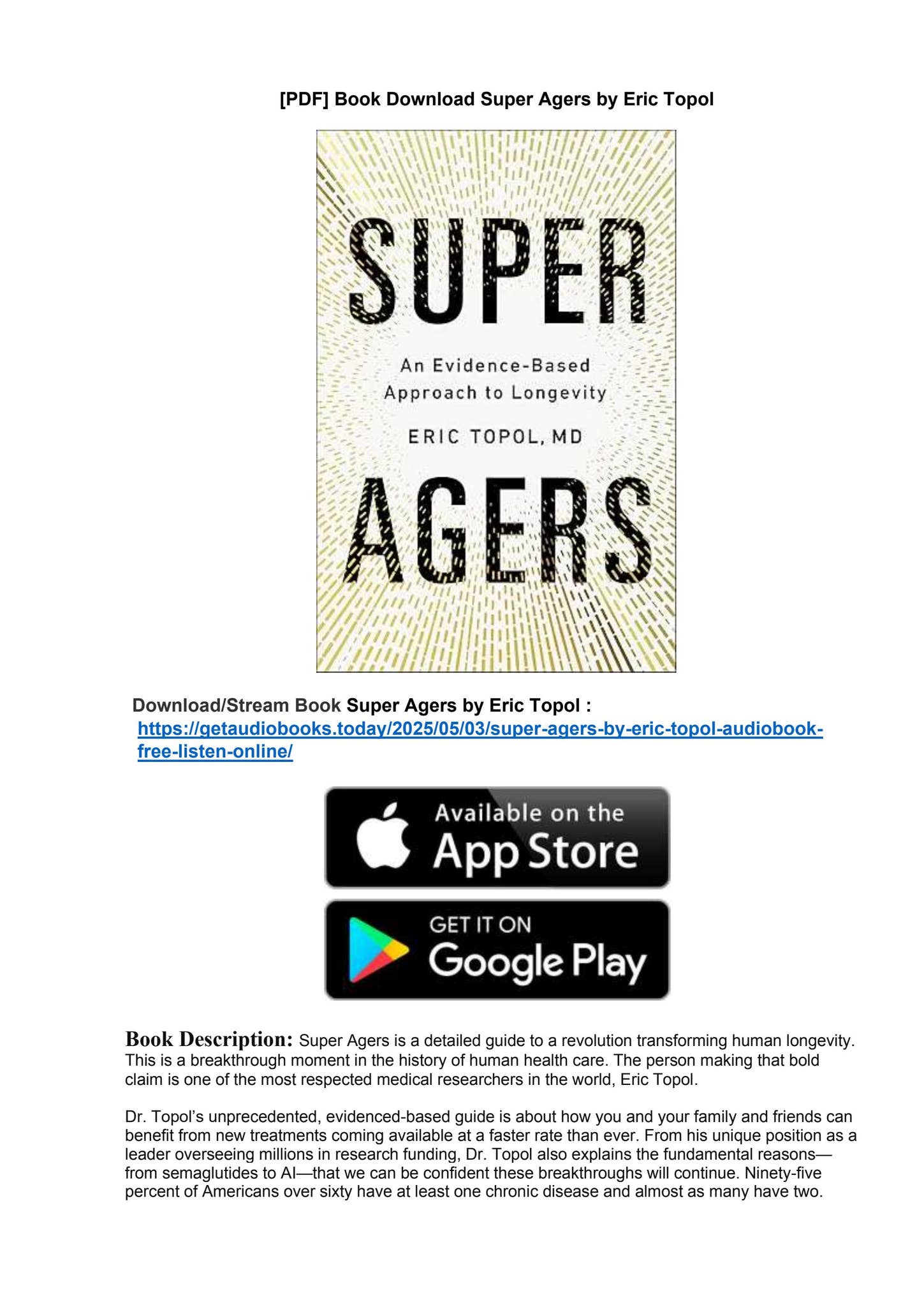 (PDF) Book Download Super Agers by Eric Topol by John Johnson - Issuu