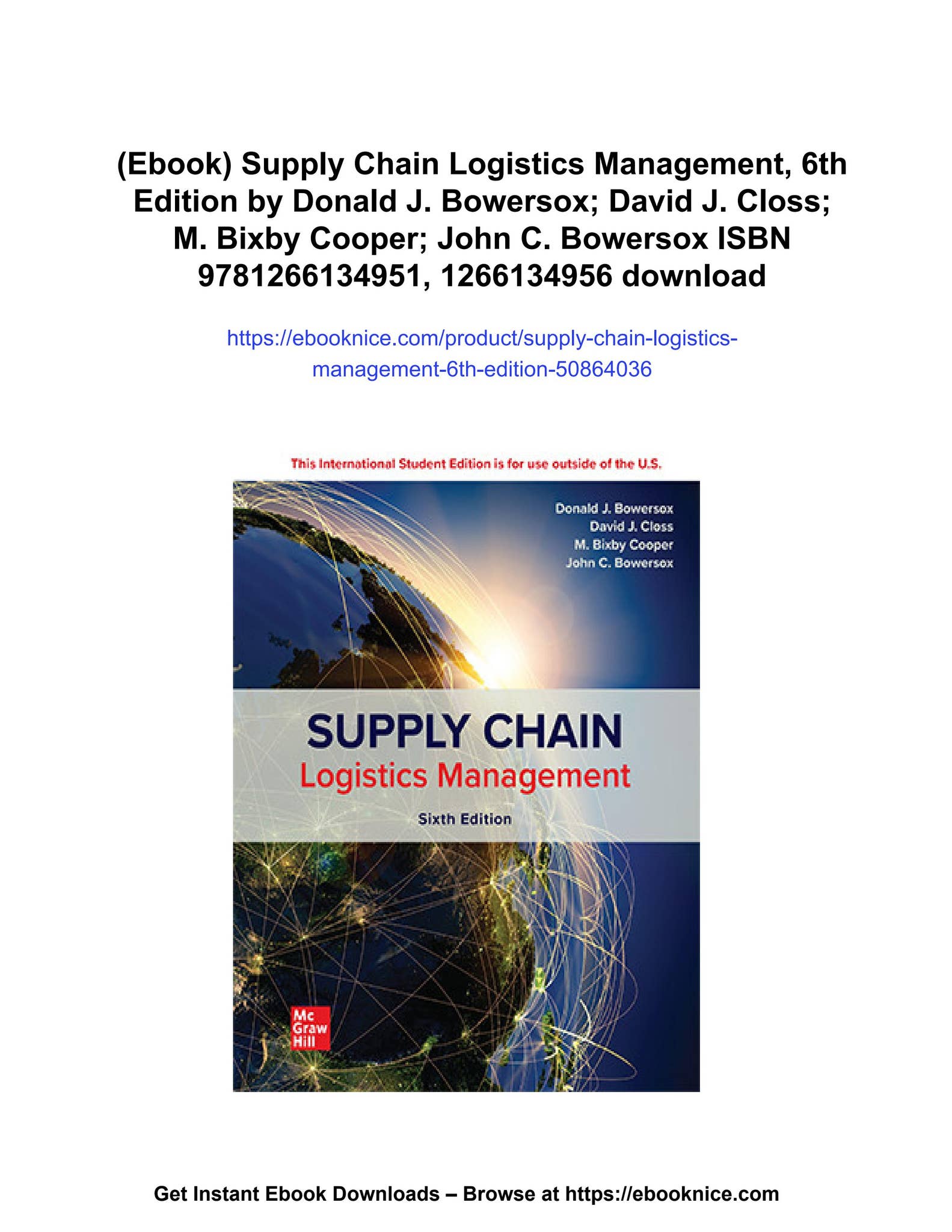 (ebook) supply chain logistics management, 6th edition by donald j ...