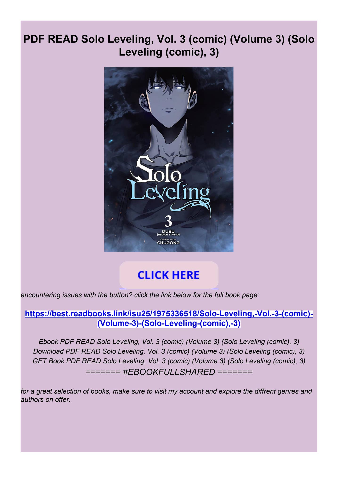 PDF READ Solo Leveling, Vol. 3 (comic) (Volume 3) (Solo Leveling (comic ...