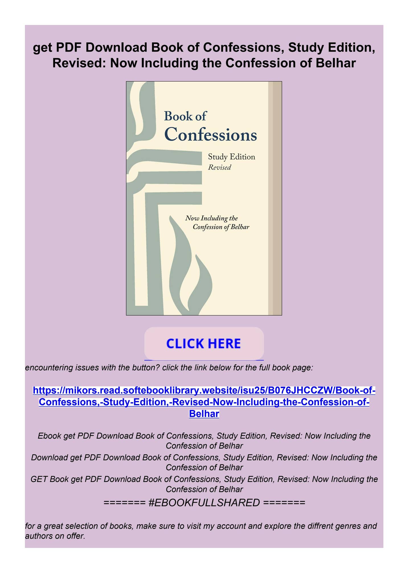 get PDF Download Book of Confessions, Study Edition, Revised: Now ...