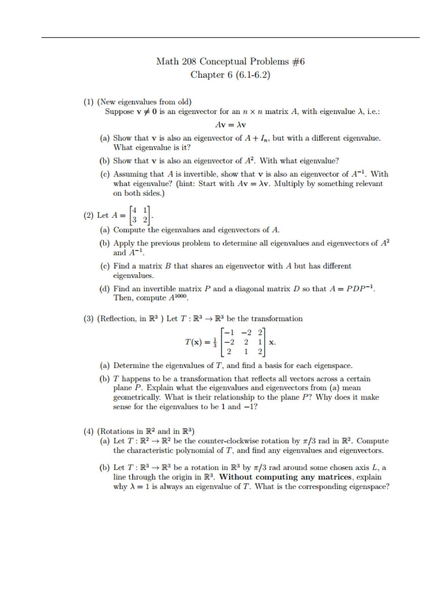 University of Washington MATH 208; Conceptual Problems #6 Chapter 6 (6. ...