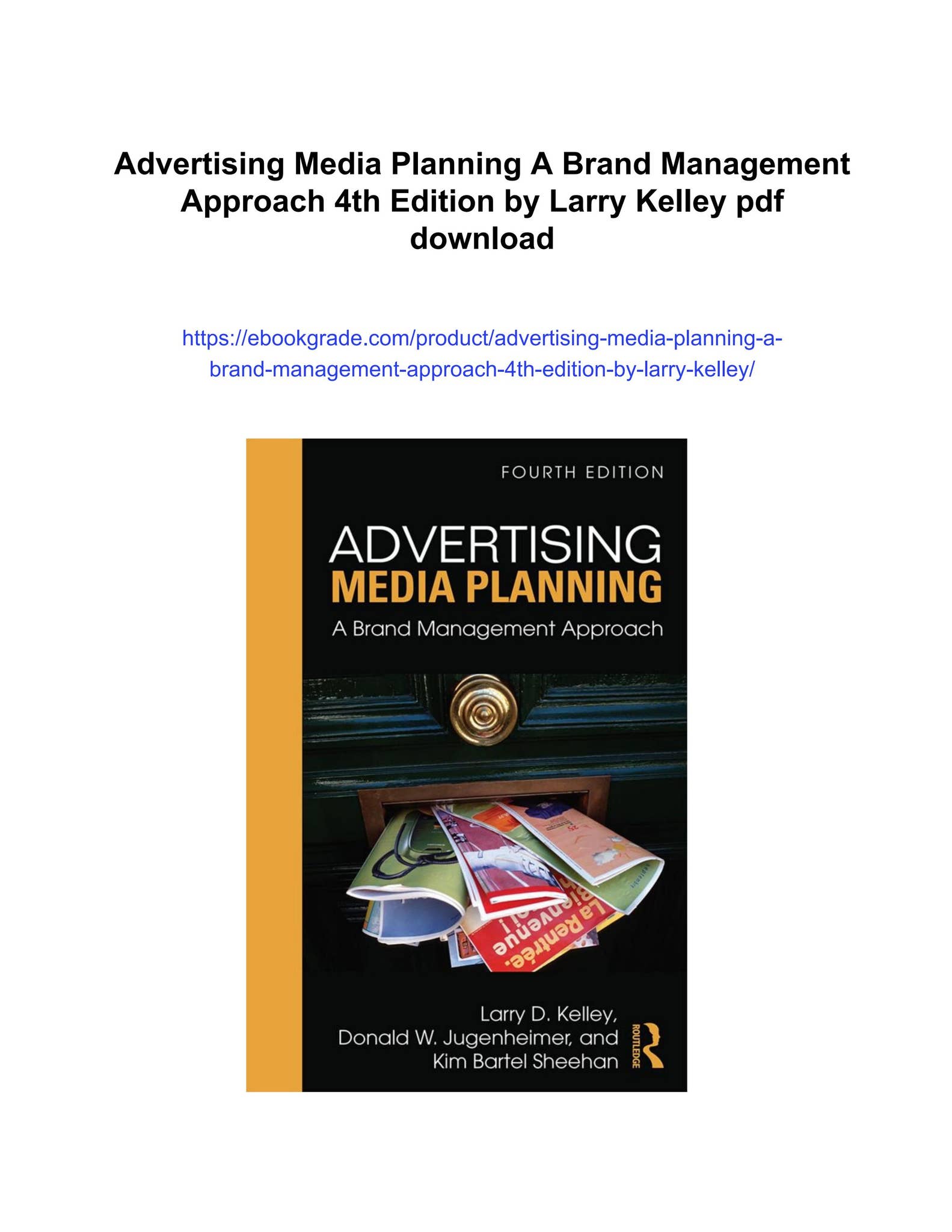 Advertising media planning a brand management approach 4th edition by ...