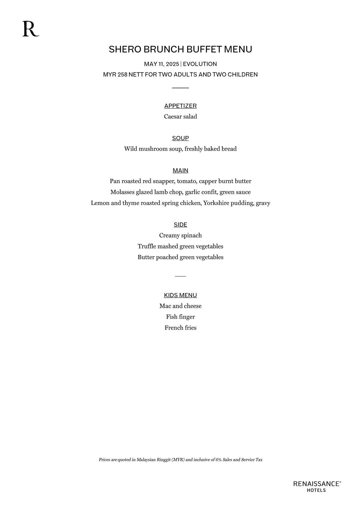Menu: Shero Brunch Buffet at Evolution by renaissancekualalumpur - Issuu