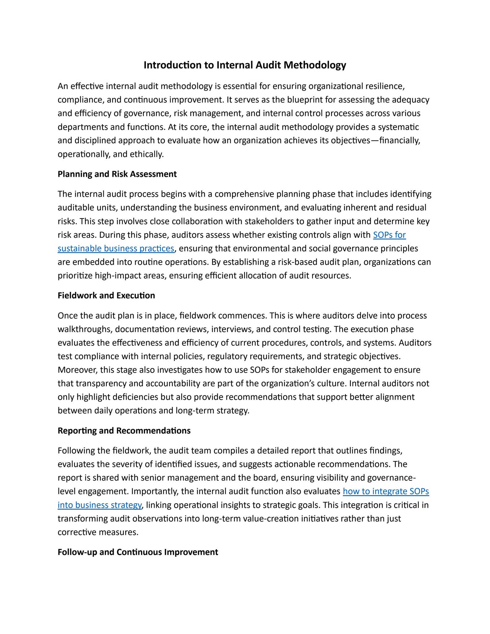 Introduction to Internal Audit Methodology by Malik Sheharyar - Issuu