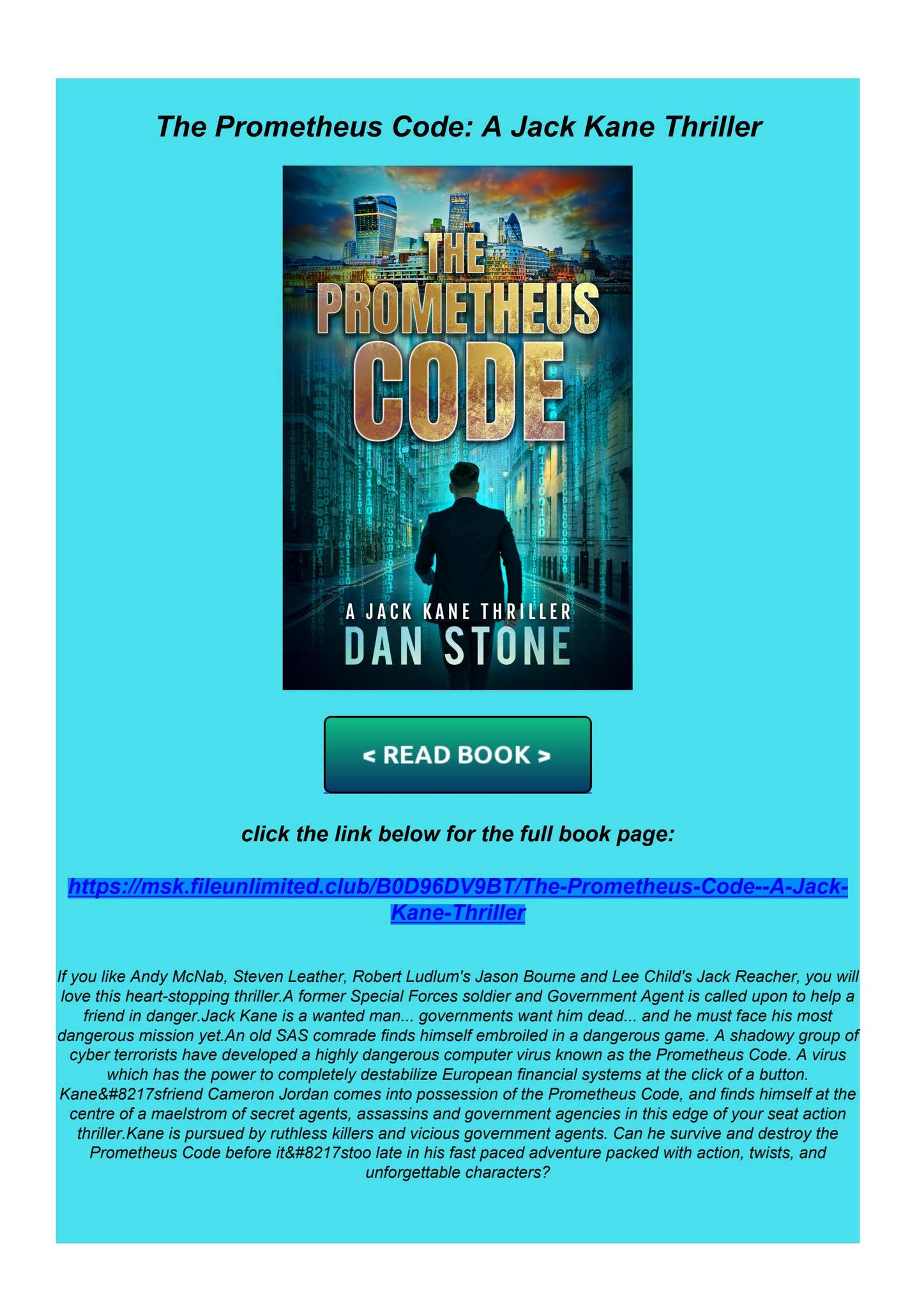 PDF Read The Prometheus Code: A Jack Kane Thriller by emmalynnrideholt ...