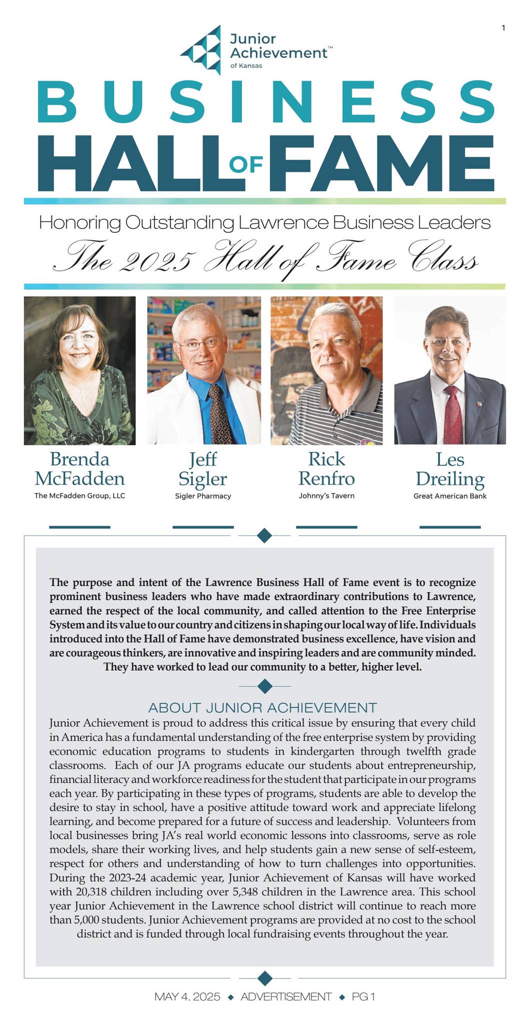 Junior Achievement - Lawrence Hall of Fame 2025 by Lawrence Journal-World - Issuu