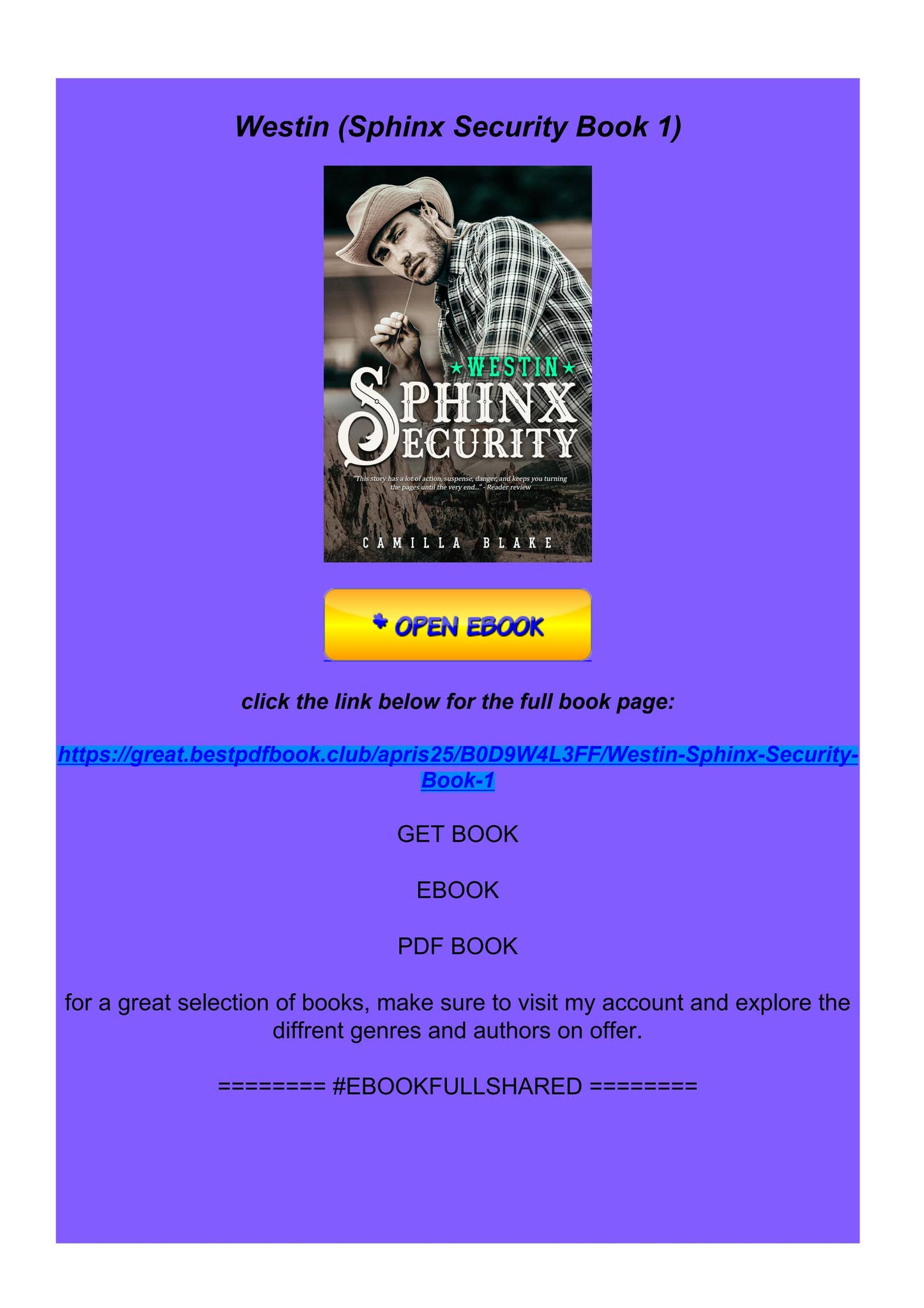 PDF Read Online Westin (Sphinx Security Book 1) by karensavagea - Issuu