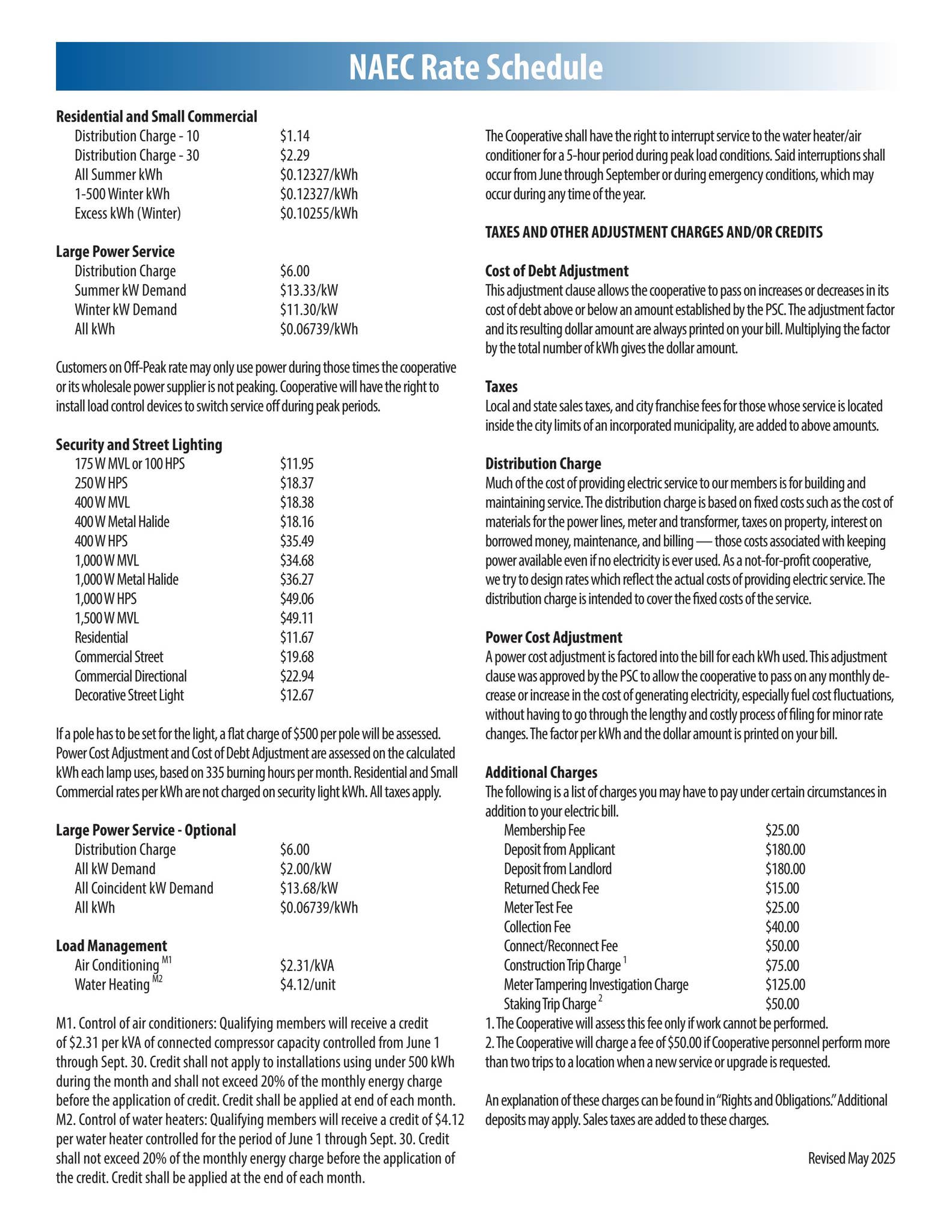 NAECI - Rate Schedule - May 2025 by Inside Information, Inc. - Issuu