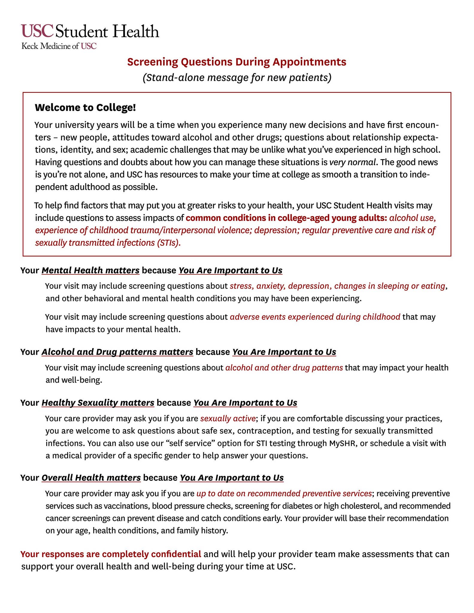 Preventative Health Screening Questions by USC Campus Health - Issuu