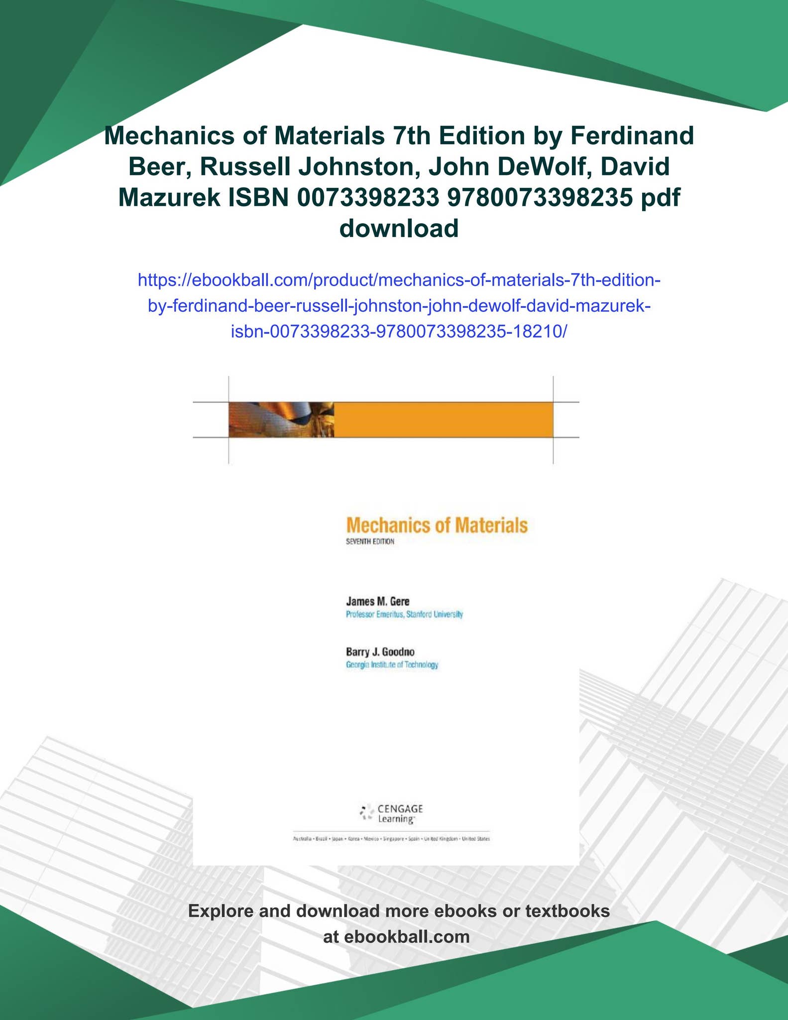 Mechanics of materials 7th edition by ferdinand beer, russell johnston ...