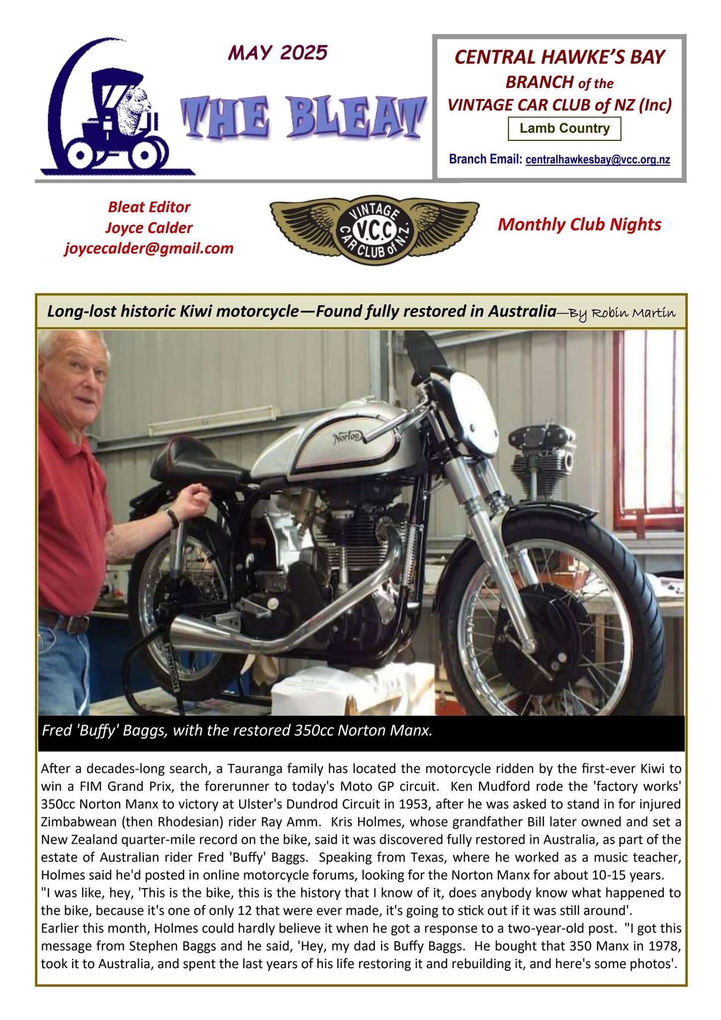 VCC Central Hawkes Bay The Bleat May 2025 by Vintage Car Club of New ...