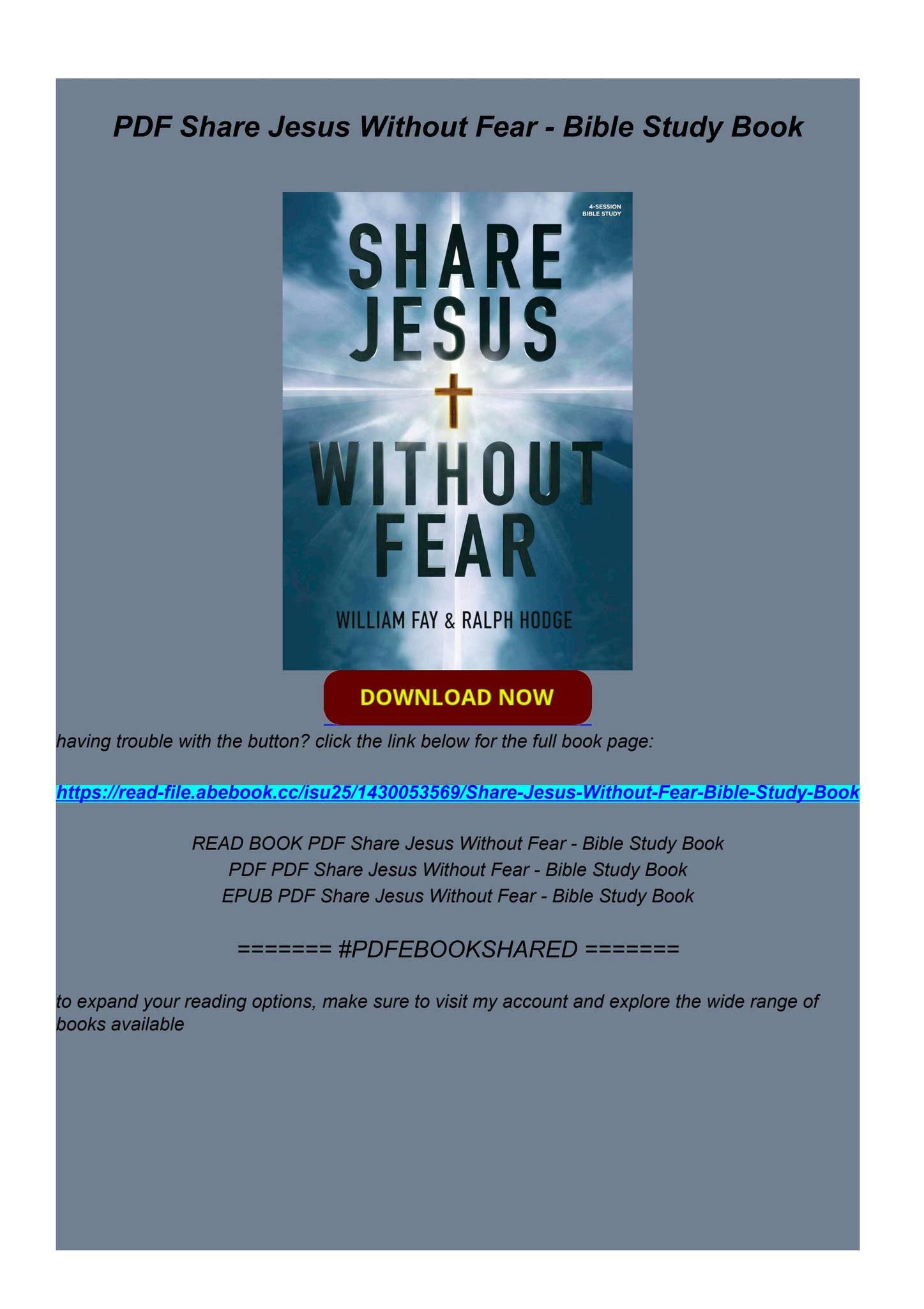 PDF Share Jesus Without Fear - Bible Study Book by allantaekbenjamin ...