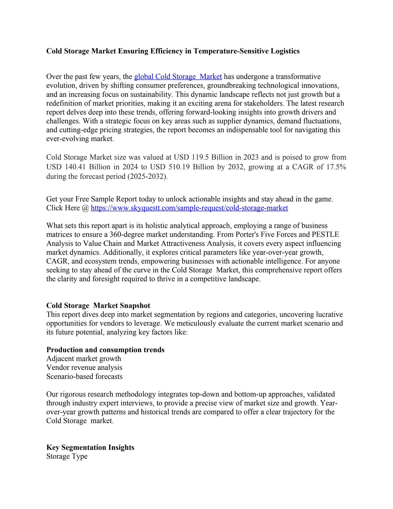 Cold Storage Market Ensuring Efficiency in Temperature-Sensitive ...