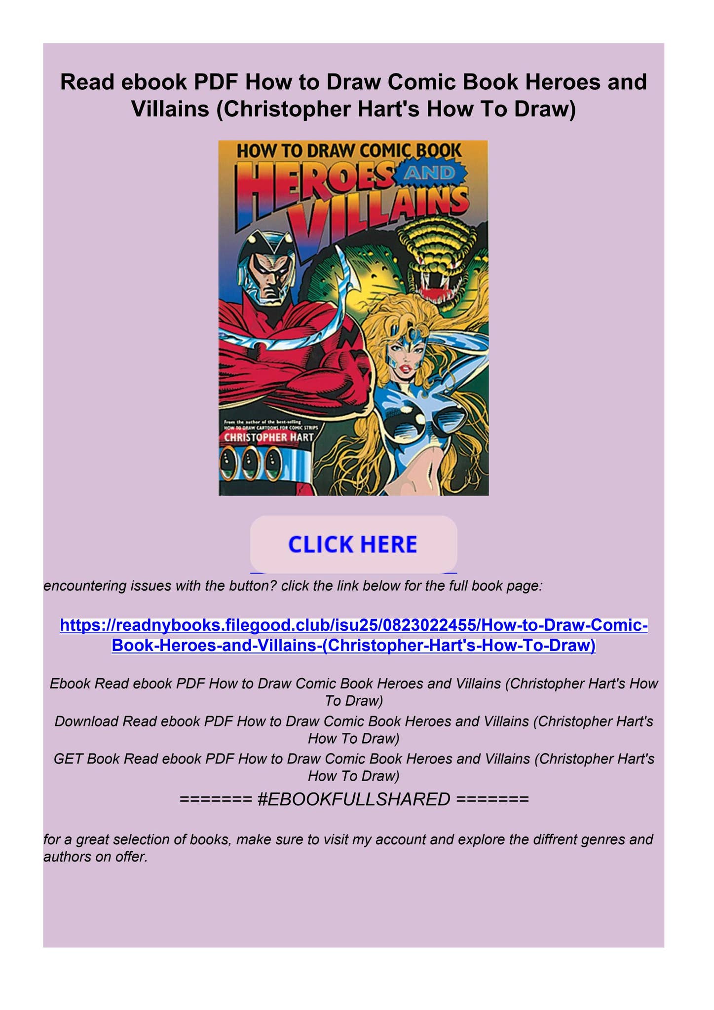 Read ebook PDF How to Draw Comic Book Heroes and Villains (Christopher ...