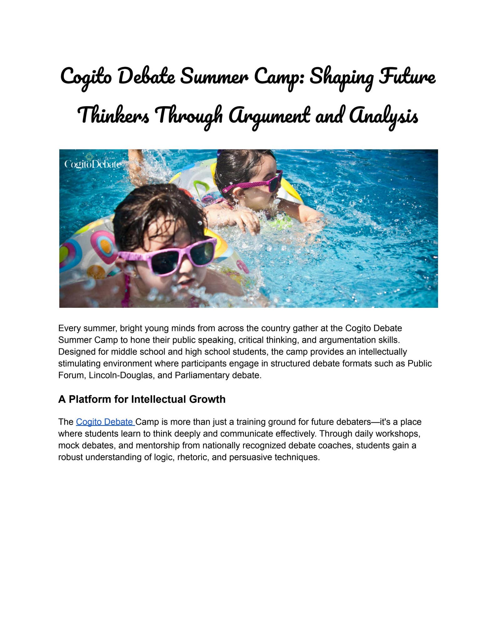 Cogito Debate Summer Camp_ Shaping Future Thinkers Through Argument and ...