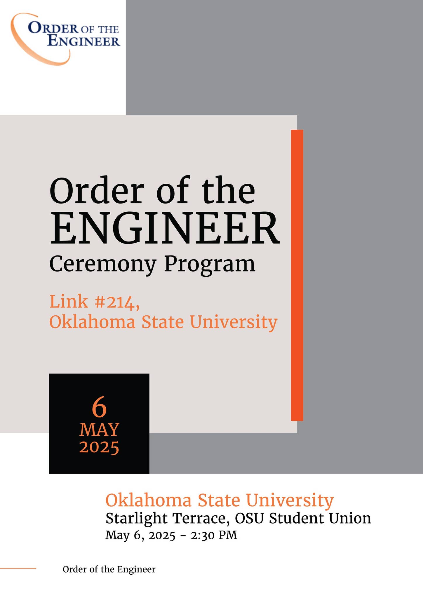 Order of the Engineer Ceremony Program for May 6th, 2025 by OSU ...