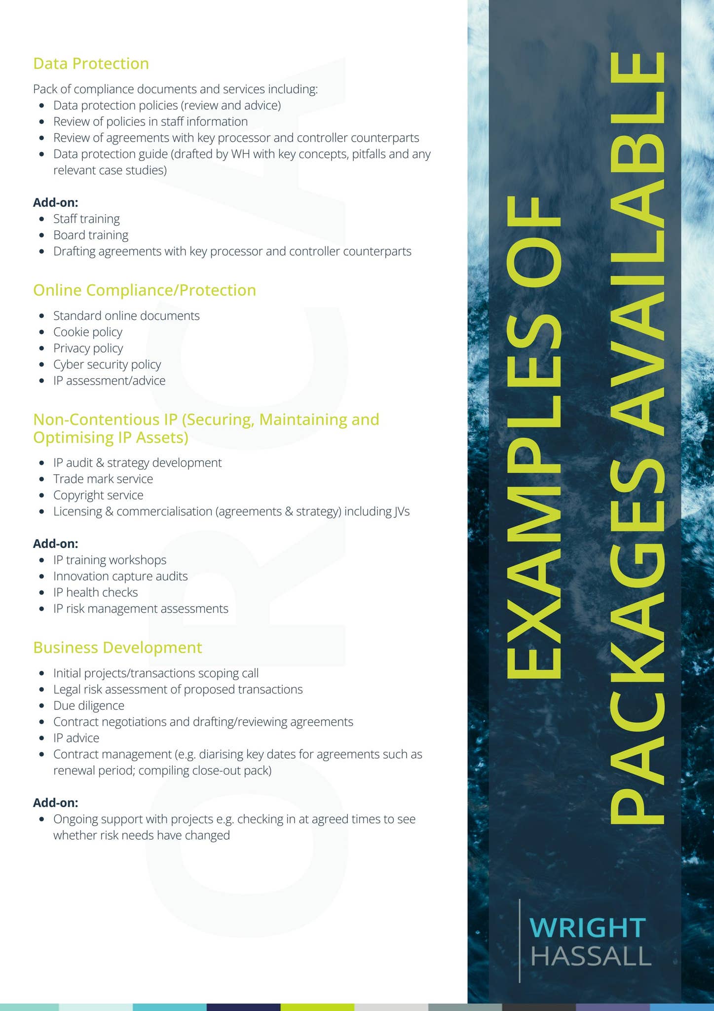 ORCA: Examples of Packages Available by WrightHassallLaw - Issuu