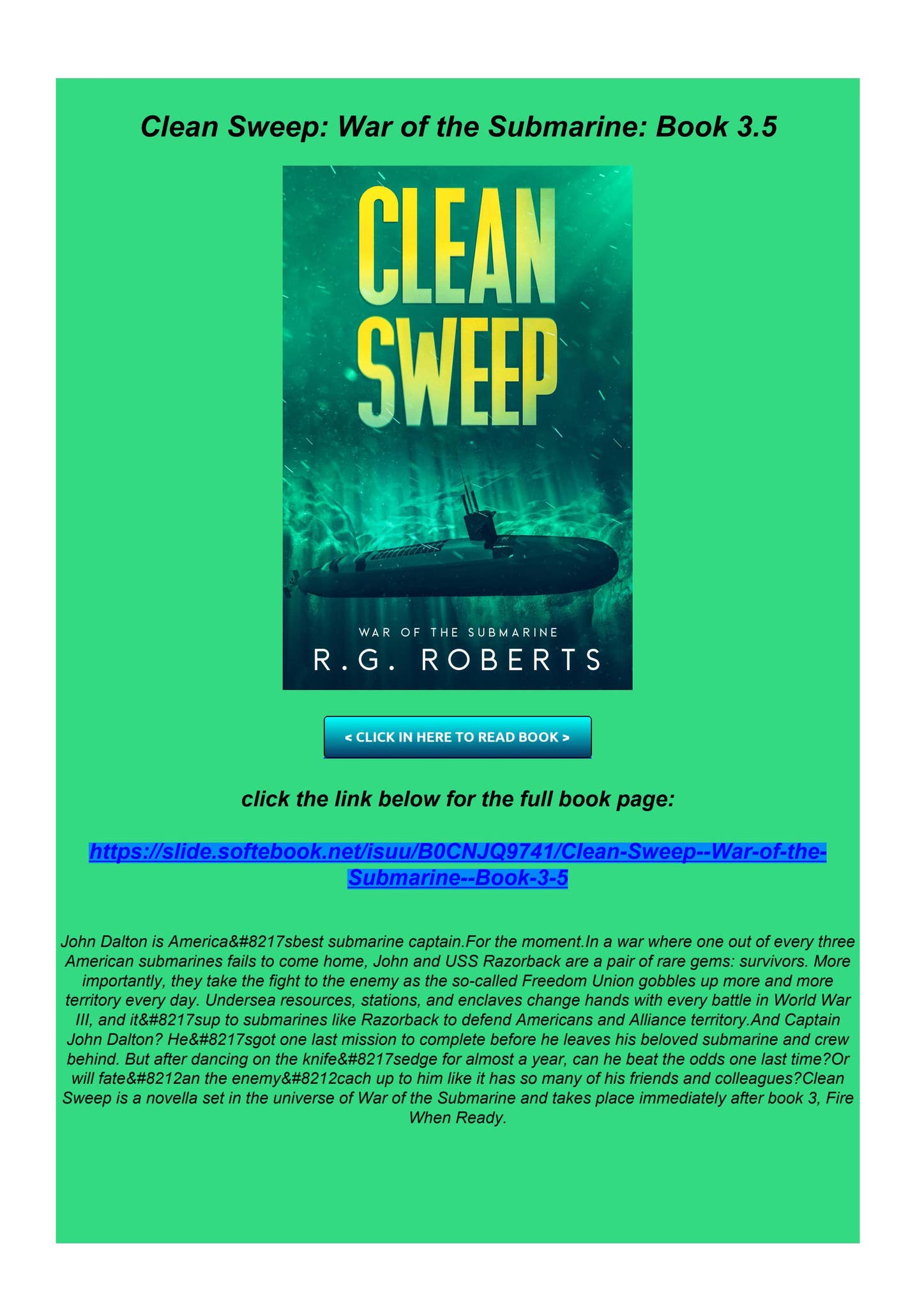 Ebook PDF Clean Sweep: War of the Submarine: Book 3.5 by ...