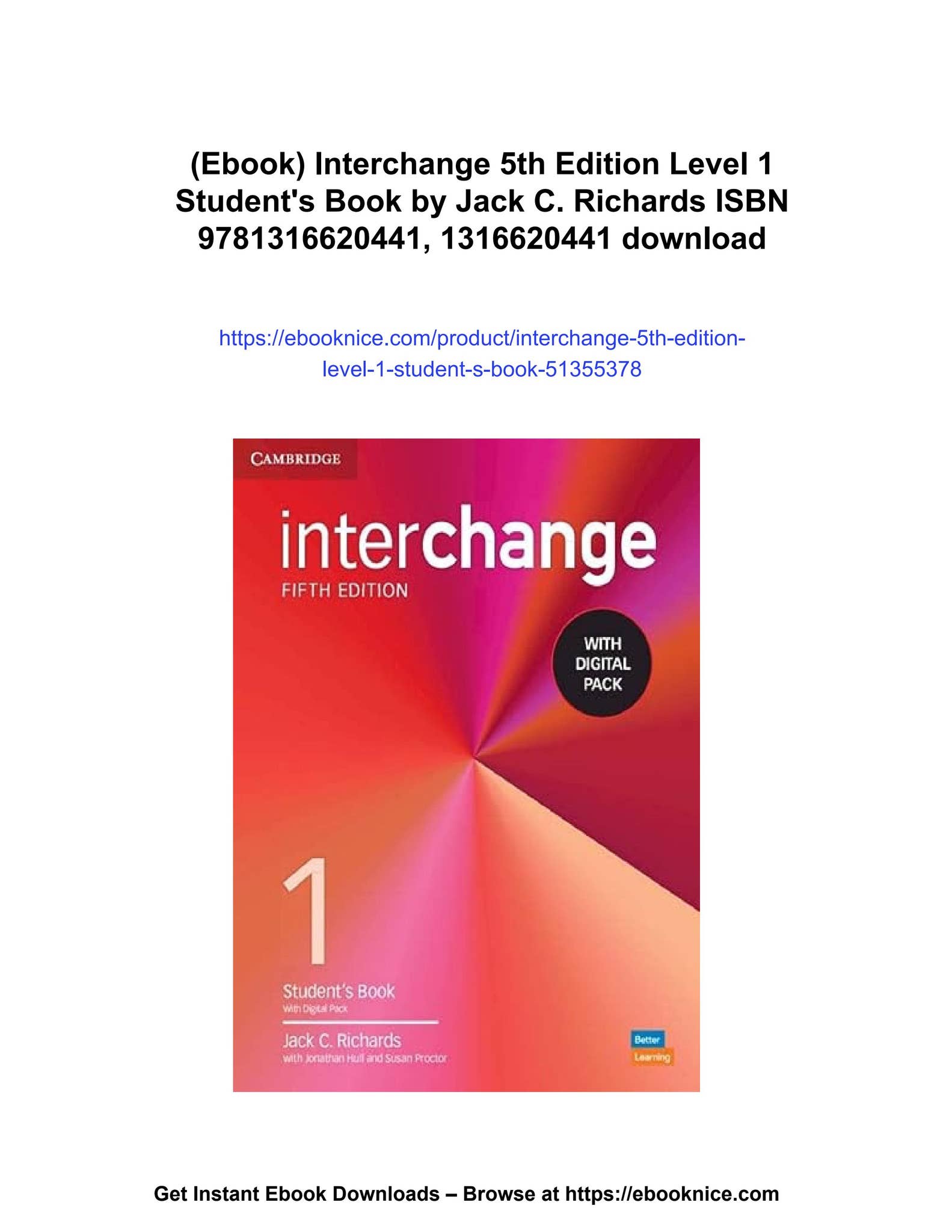 (ebook) interchange 5th edition level 1 student's book by jack c. richards isbn 9781316620441 ...
