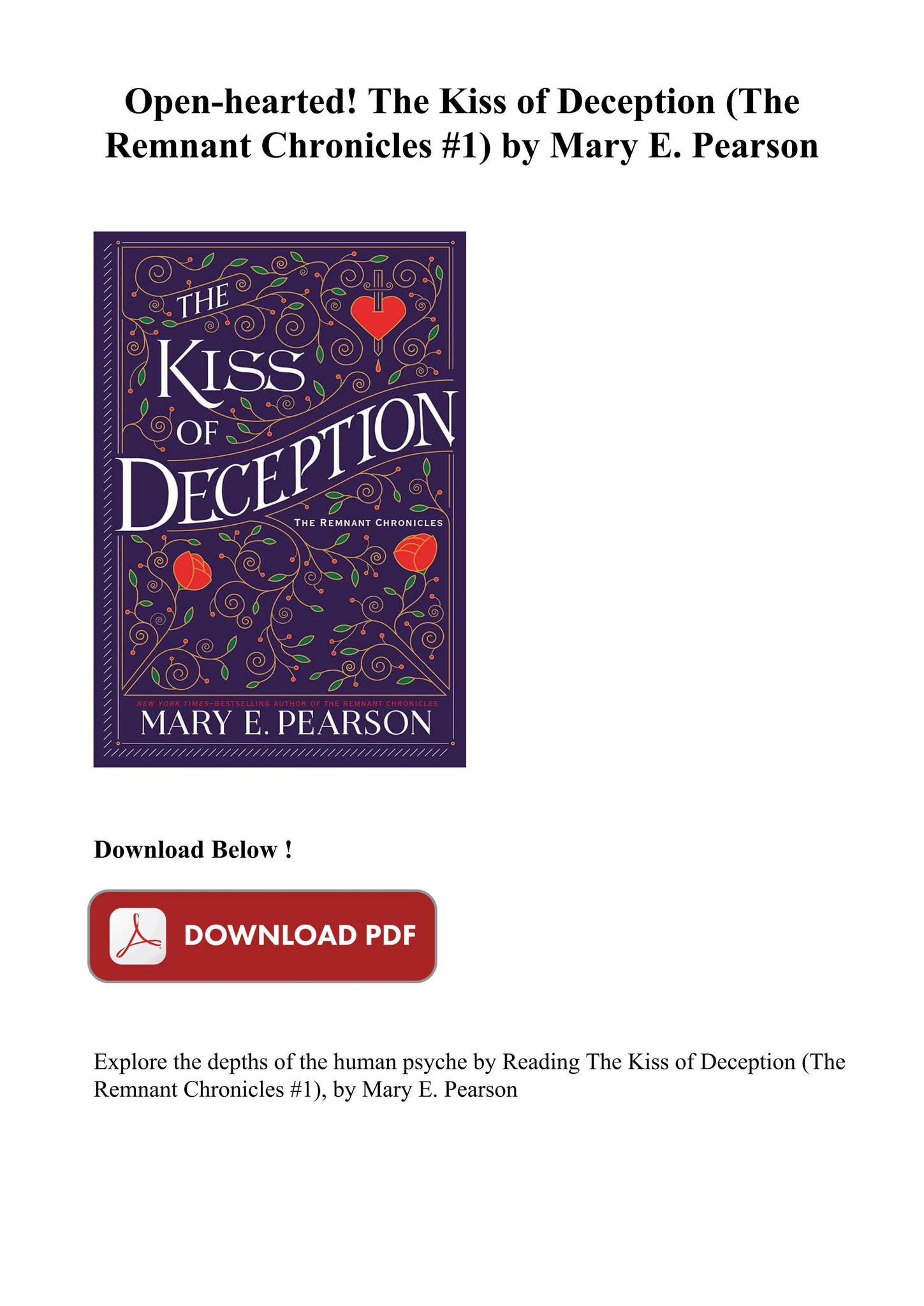 Read (pdf) The Kiss of Deception (The Remnant Chronicles #1) by Mary E ...