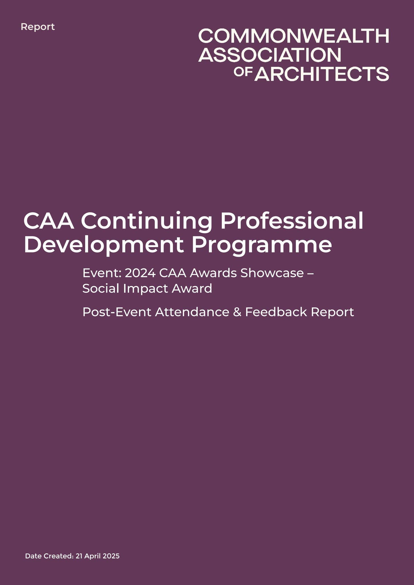 CAA CPD Post-Event Feedback Report | Session: Calling Academy ...