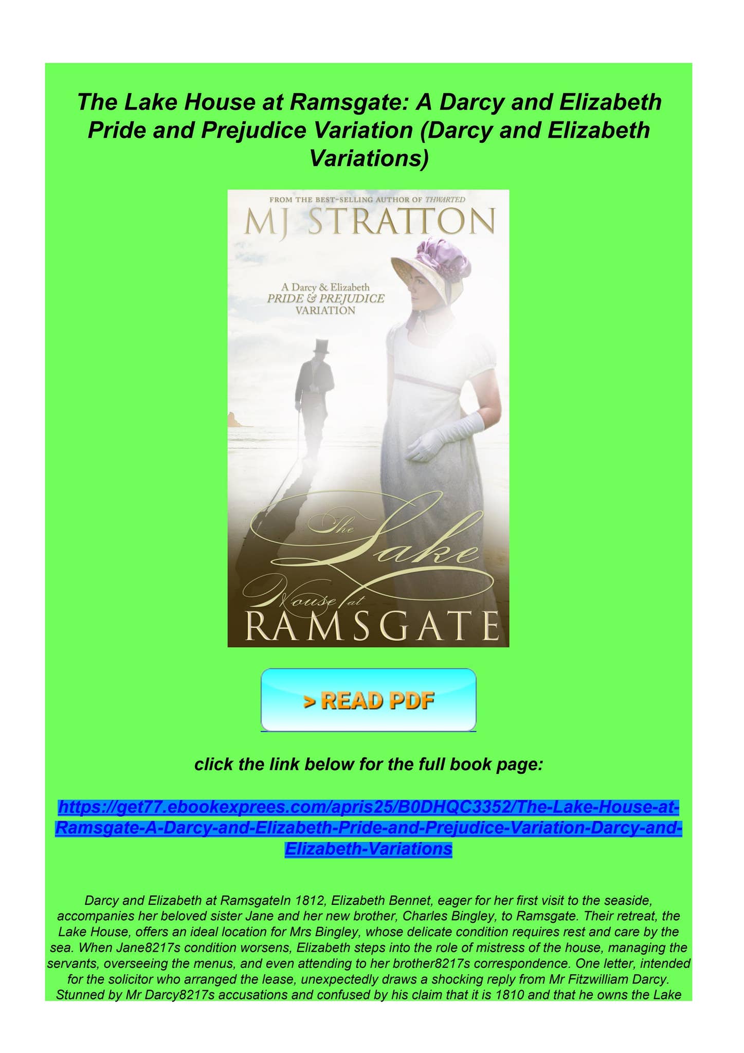 PDF/READ The Lake House at Ramsgate: A Darcy and Elizabeth Pride and P ...