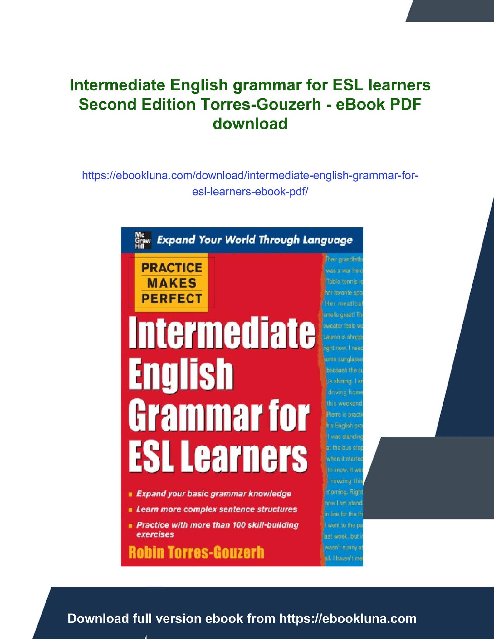 Intermediate english grammar for esl learners second edition torres ...