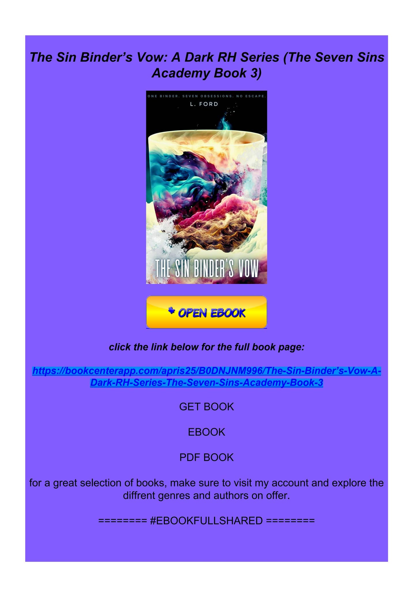 PDF FREE The Sin Binder’s Vow: A Dark RH Series (The Seven Sins Academ ...