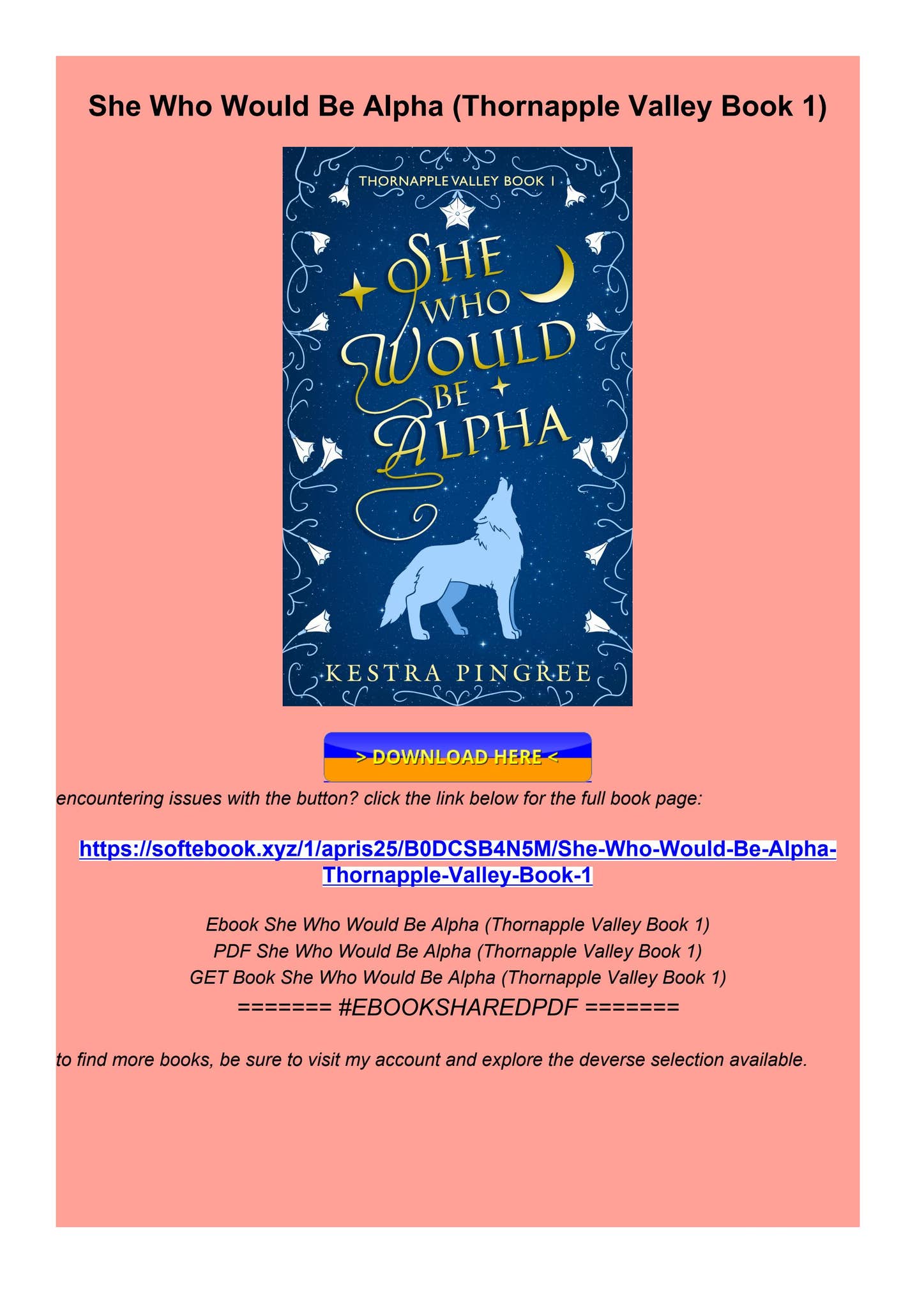 READ [PDF] She Who Would Be Alpha (Thornapple Valley Book 1) by ...