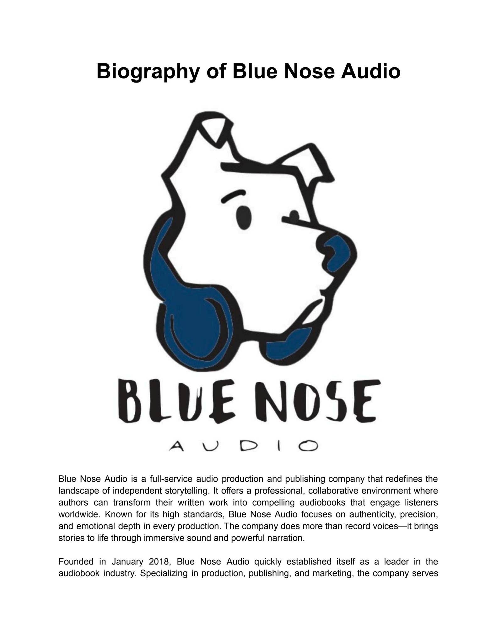 Biography of Blue Nose Audio by Blue Nose Audio - Issuu