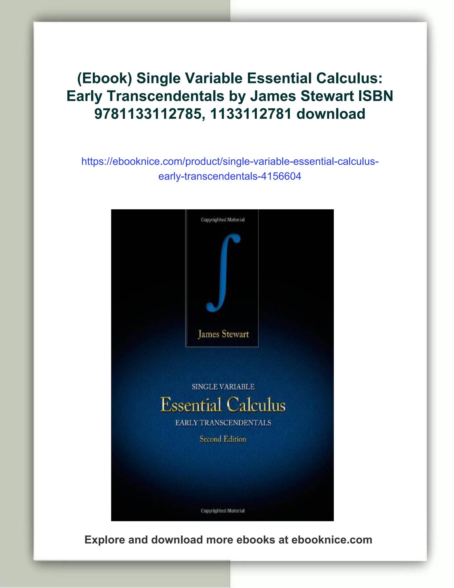 (ebook) single variable essential calculus: early transcendentals by ...
