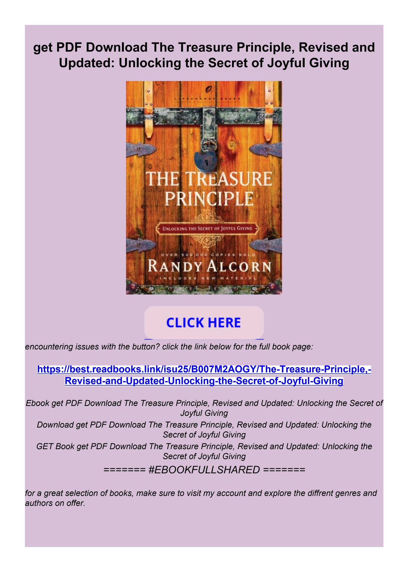 get PDF Download The Treasure Principle, Revised and Updated: Unlocking ...