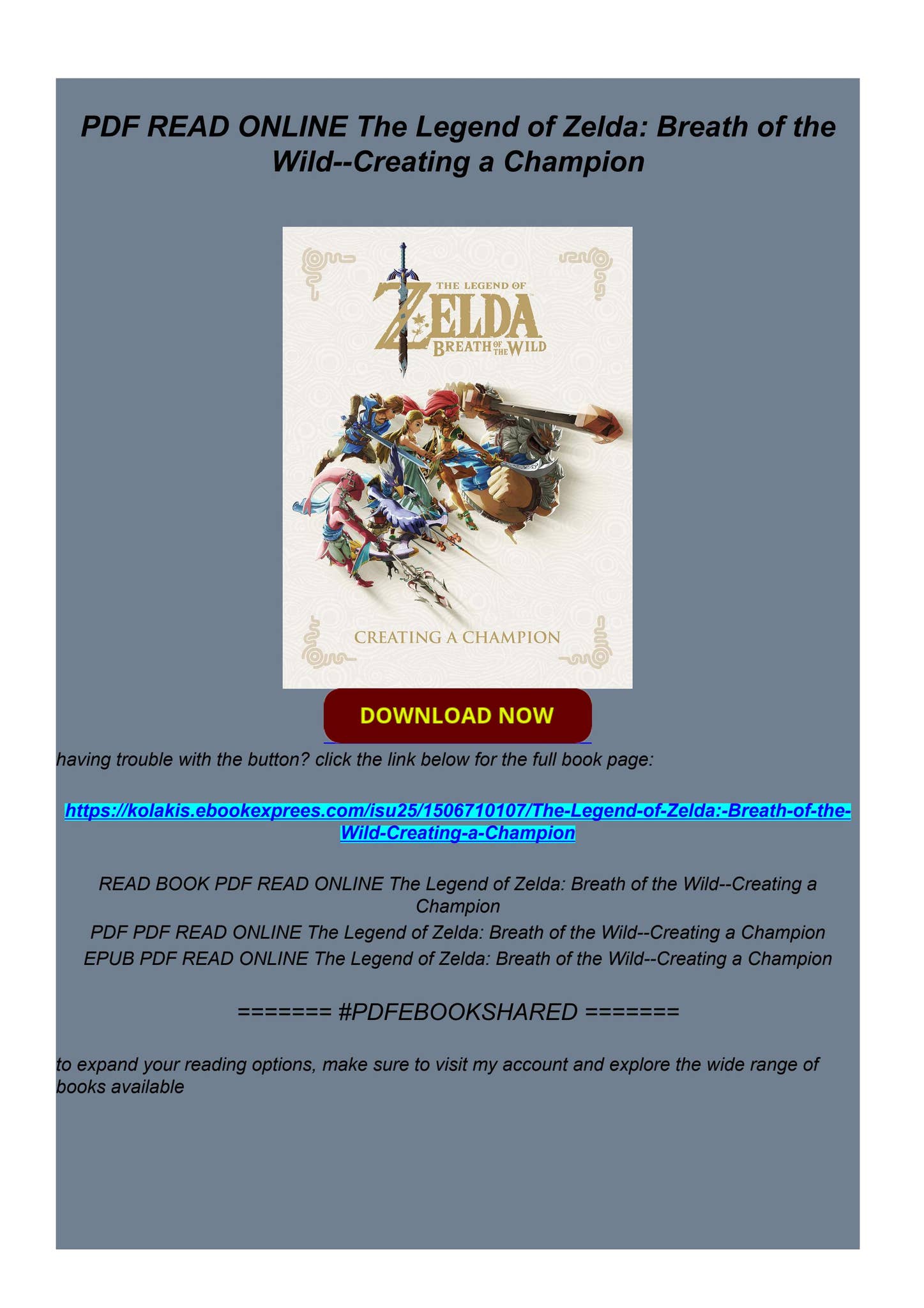 PDF READ ONLINE The Legend of Zelda: Breath of the Wild--Creating a ...