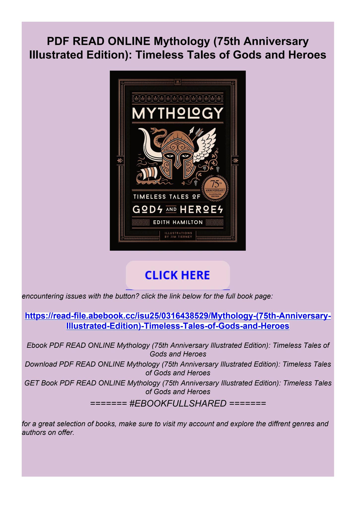 PDF READ ONLINE Mythology (75th Anniversary Illustrated Edition ...