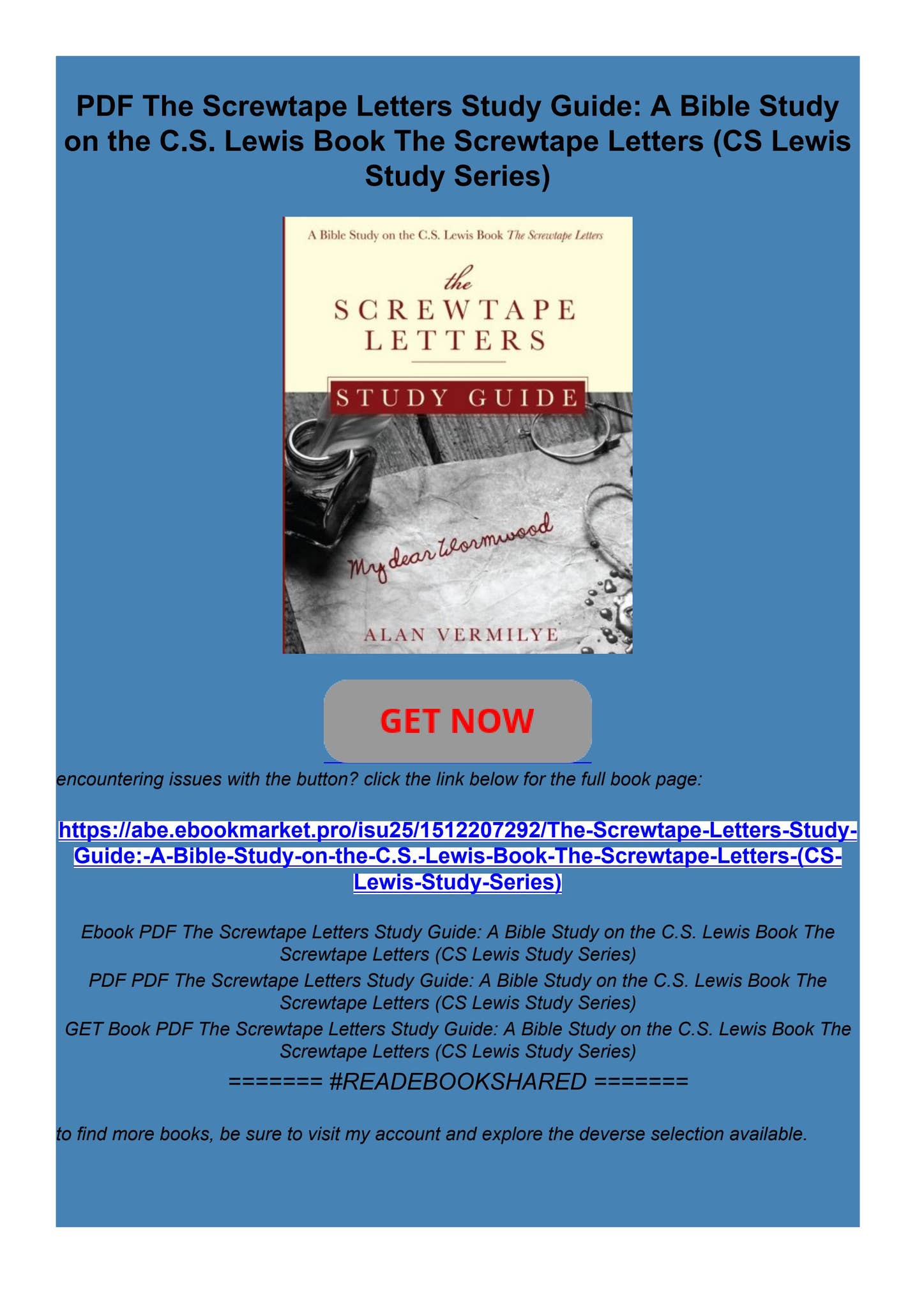 PDF The Screwtape Letters Study Guide: A Bible Study on the C.S. Lewis ...