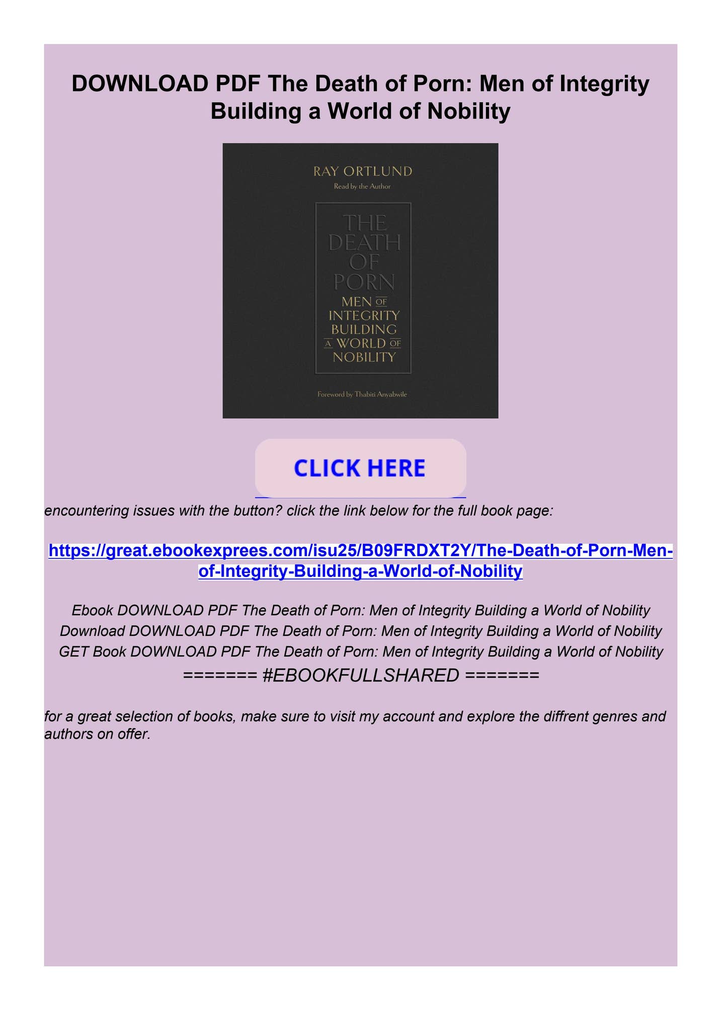 DOWNLOAD PDF The Death of Porn: Men of Integrity Building a World of Nobility by ...