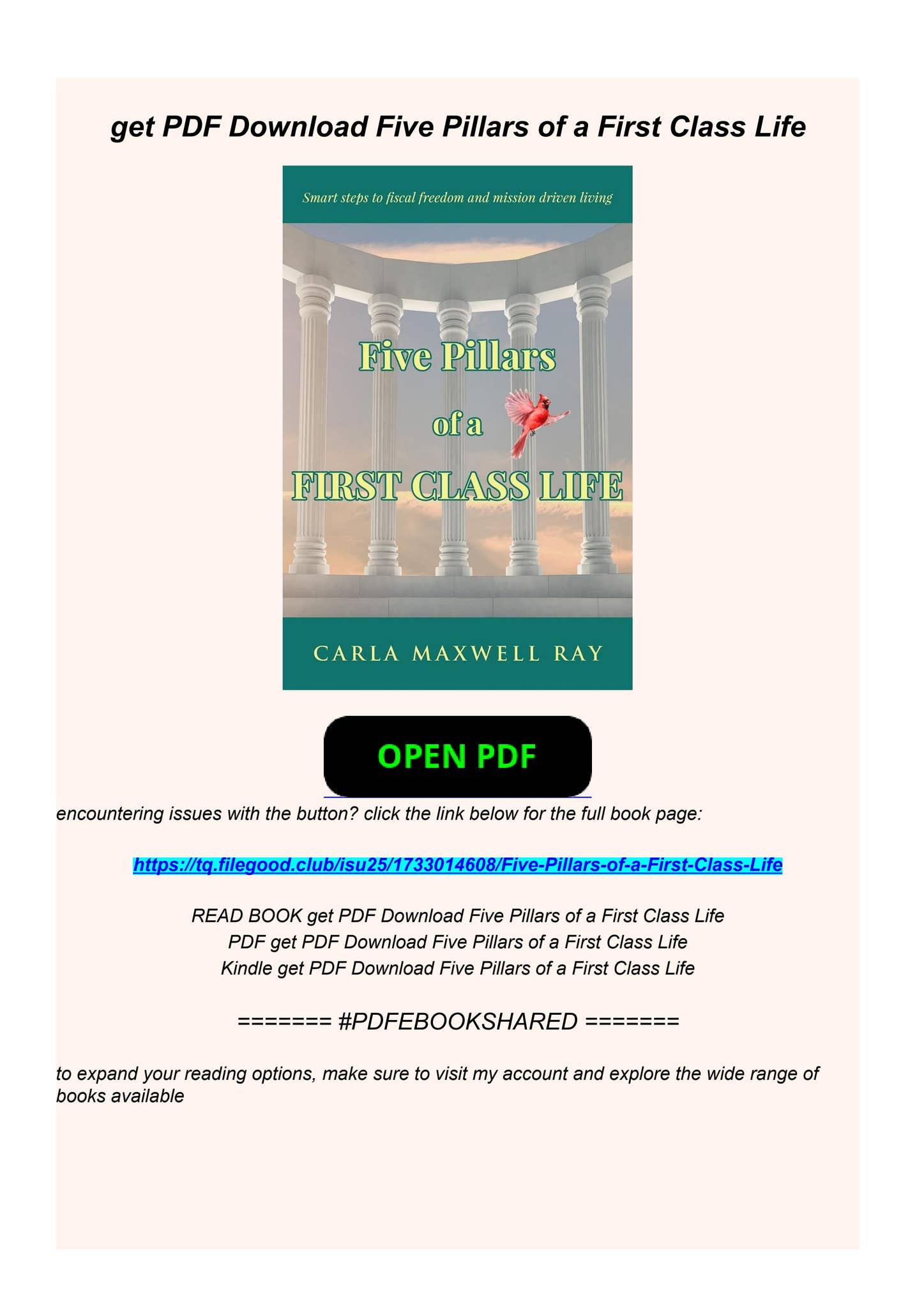get PDF Download Five Pillars of a First Class Life by zaviertaeklee ...